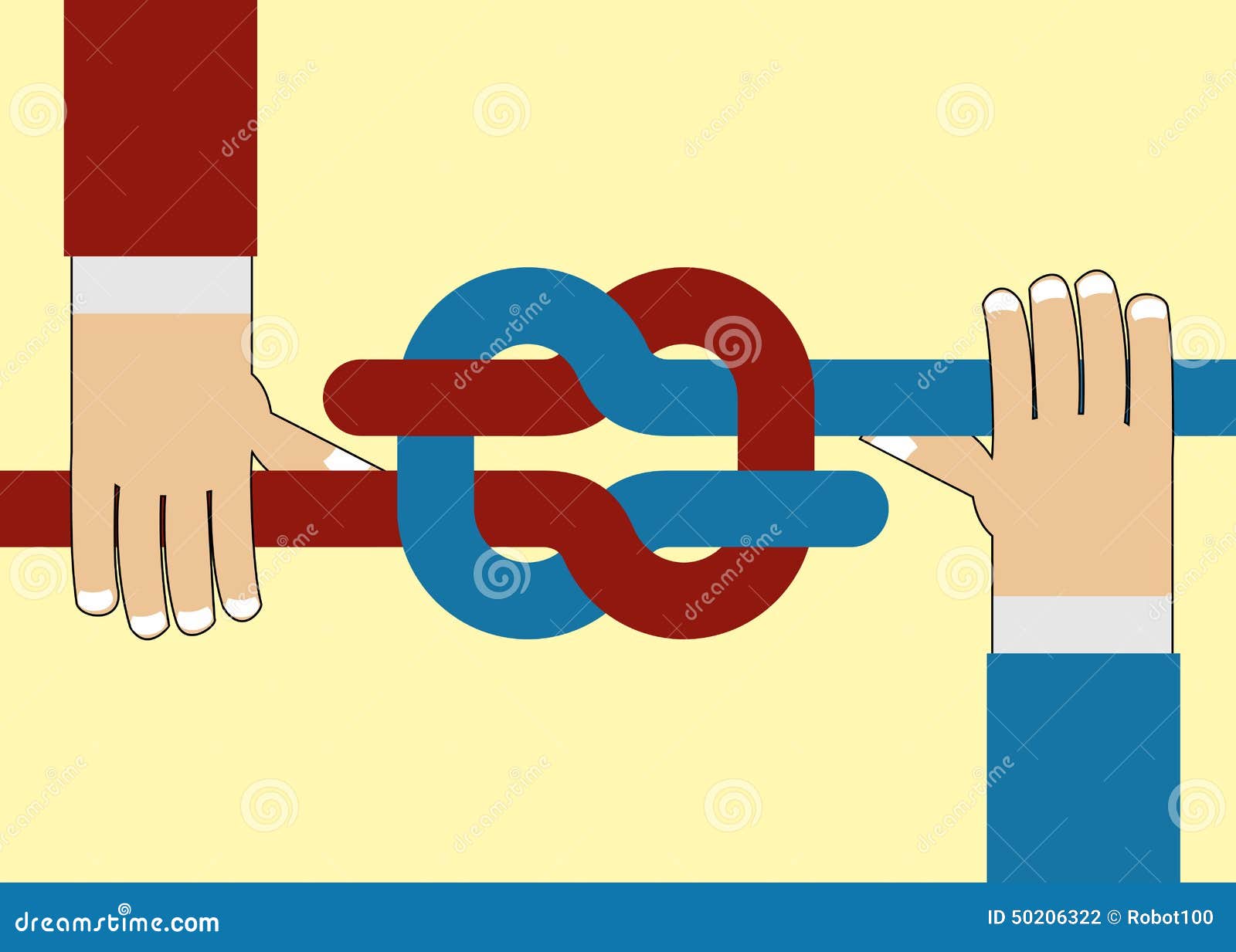 Hand tighten the knot. stock vector. Illustration of giving - 50206322