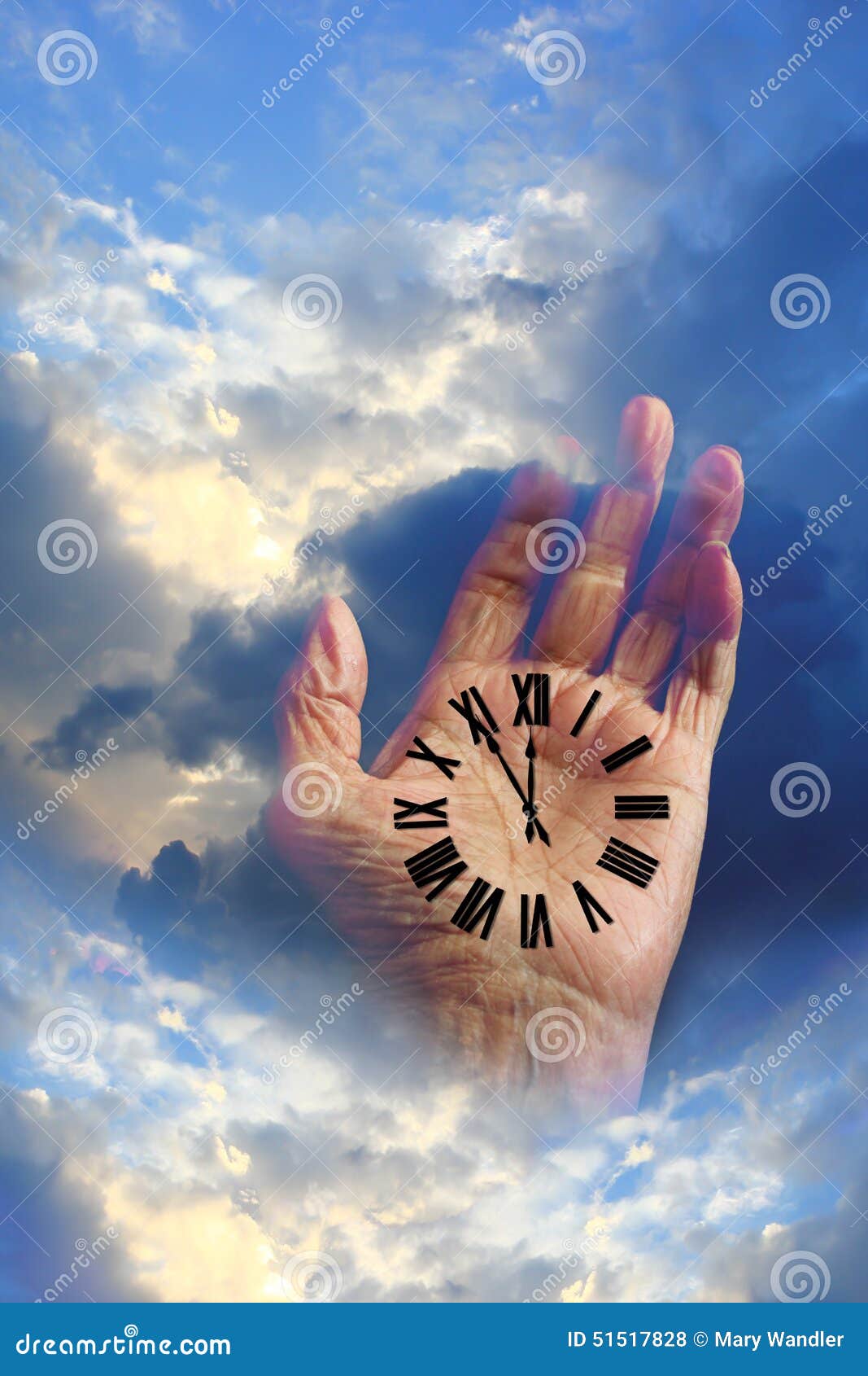 Hand of Time in the Clouds stock photo. Image of dreams - 51517828