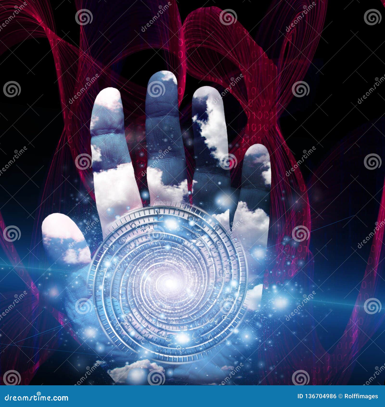 Hand with time vortex stock illustration. Illustration of enchantment ...