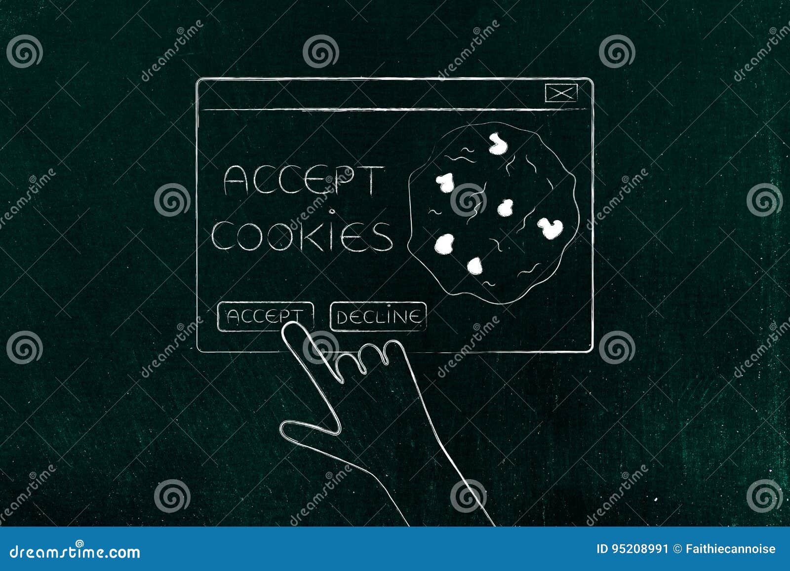 Hand about To Click on Accept Cookie Pop-up Message Stock Illustration ...