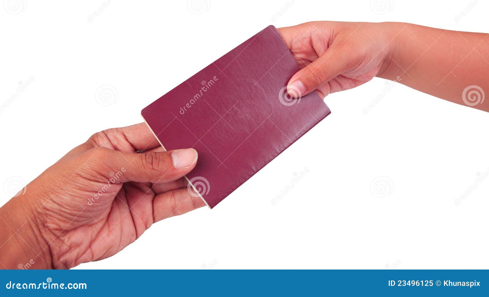 Hand To Hand And Holding Red Passport Stock Image Image Of Authority