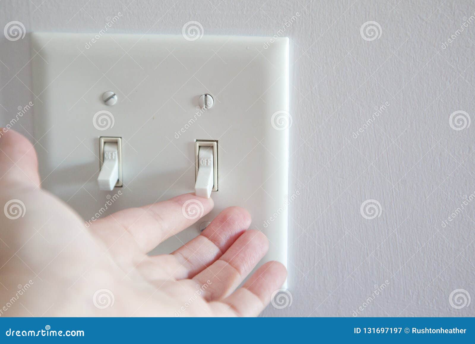 Turn the light on stock image. Image of hand, panel - 131697197