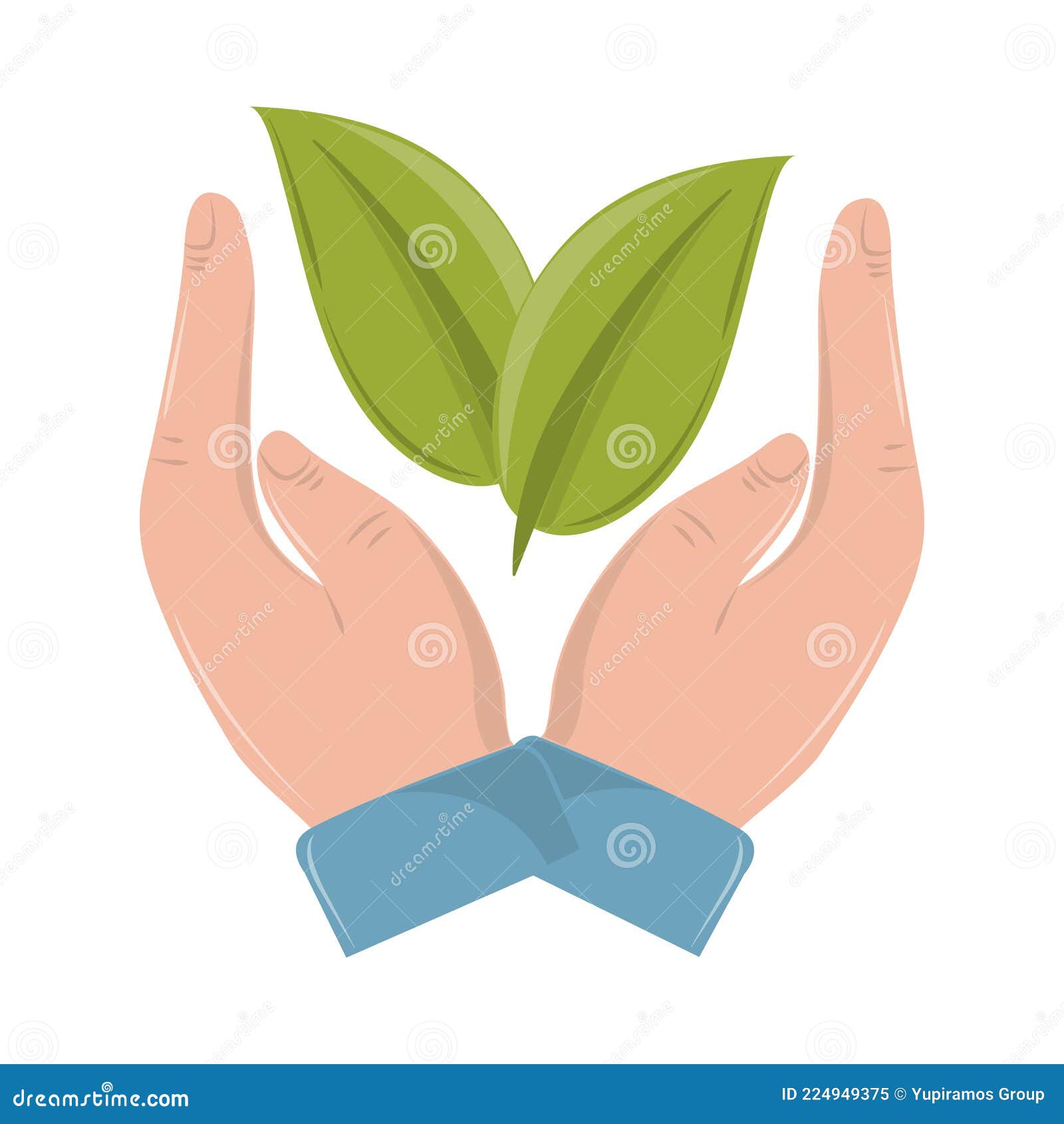 Hand with leaves stock vector. Illustration of conservation - 224949375