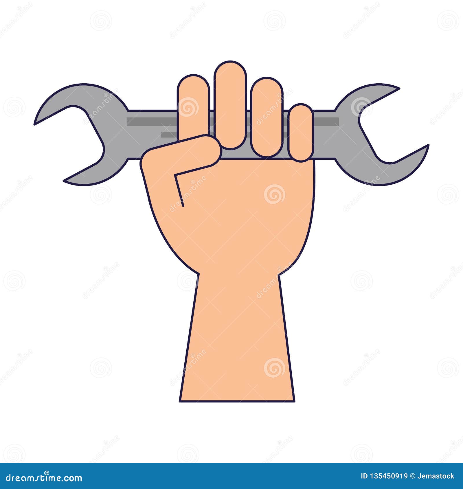 Hand with tool stock vector. Illustration of home, building - 135450919