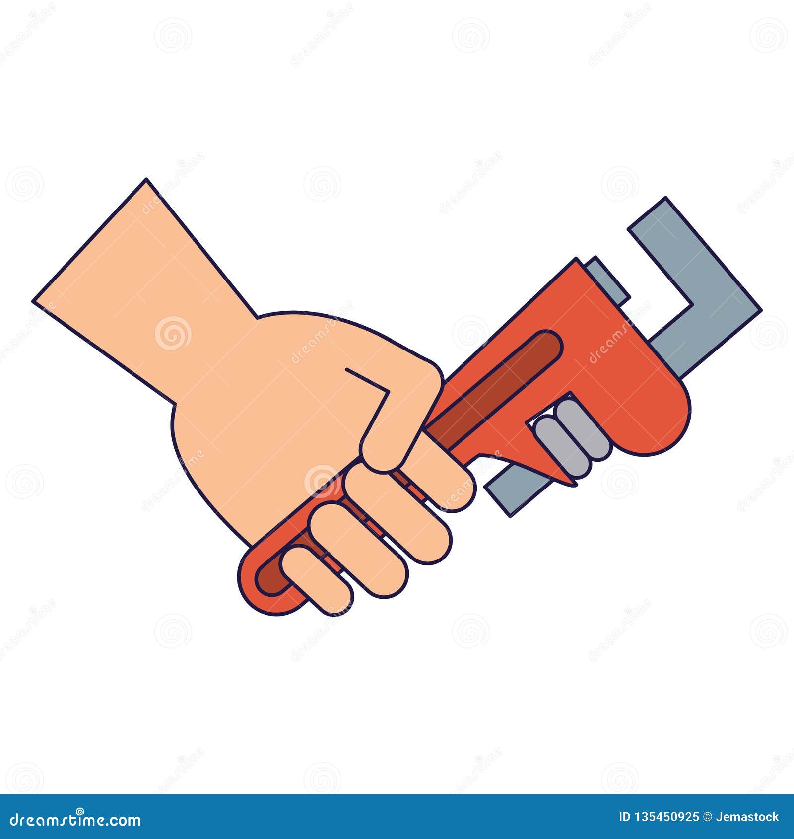 Hand with tool stock vector. Illustration of business - 135450925