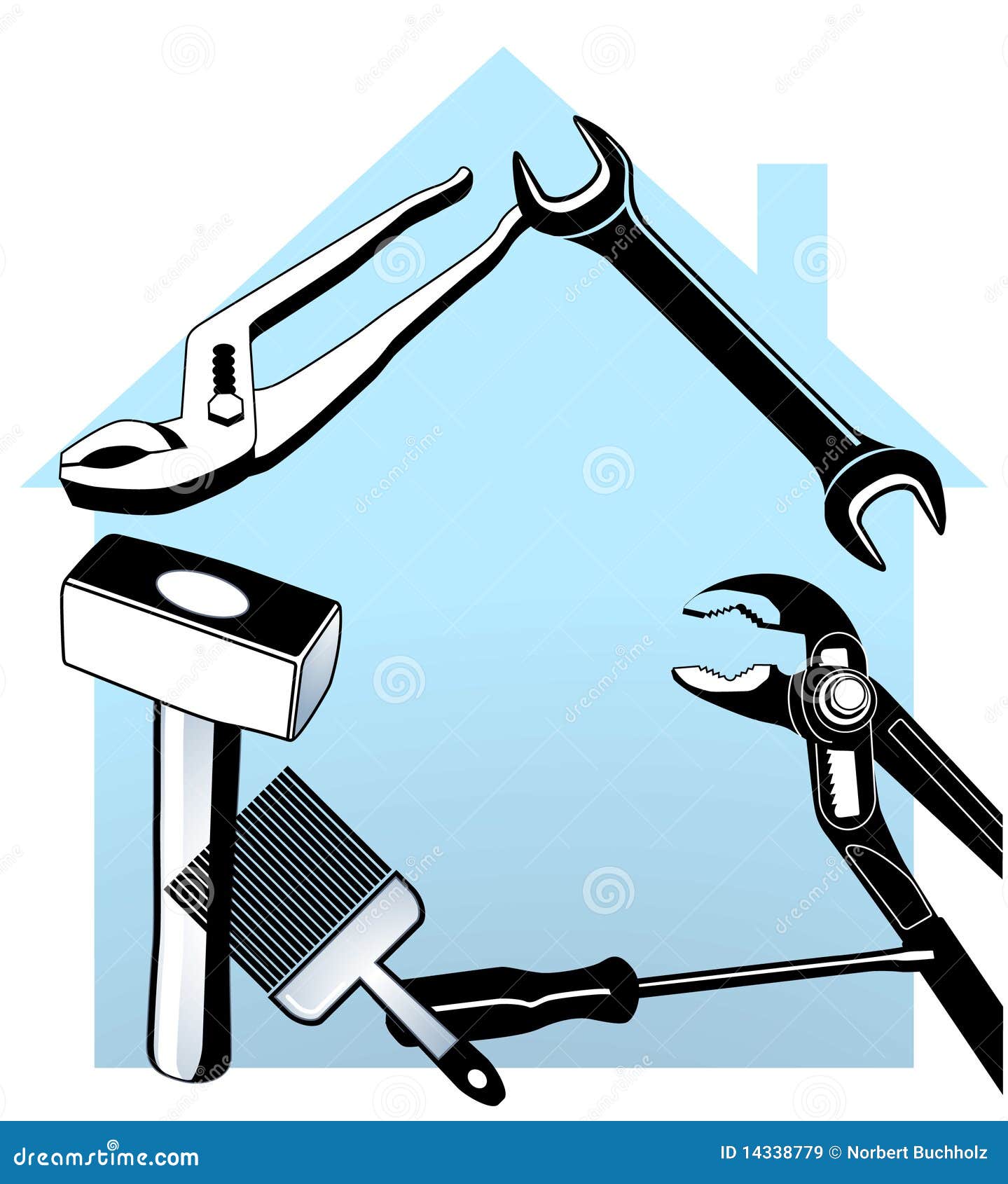 Hand tool and house stock vector. Illustration of occupation - 14338779