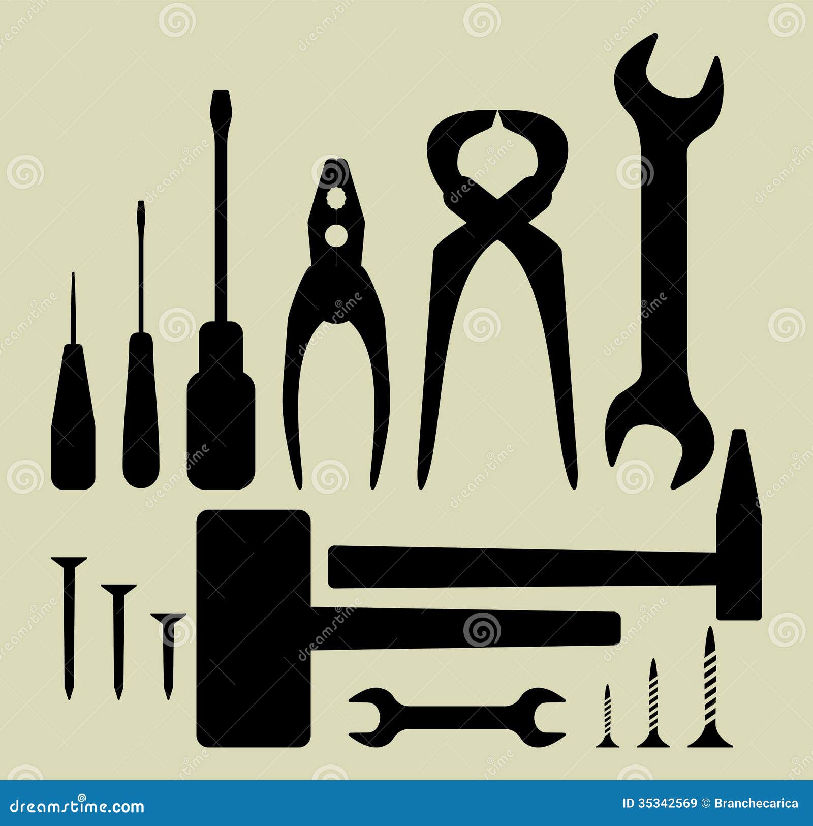 Hand tool silhouette set stock vector. Illustration of needle - 35342569