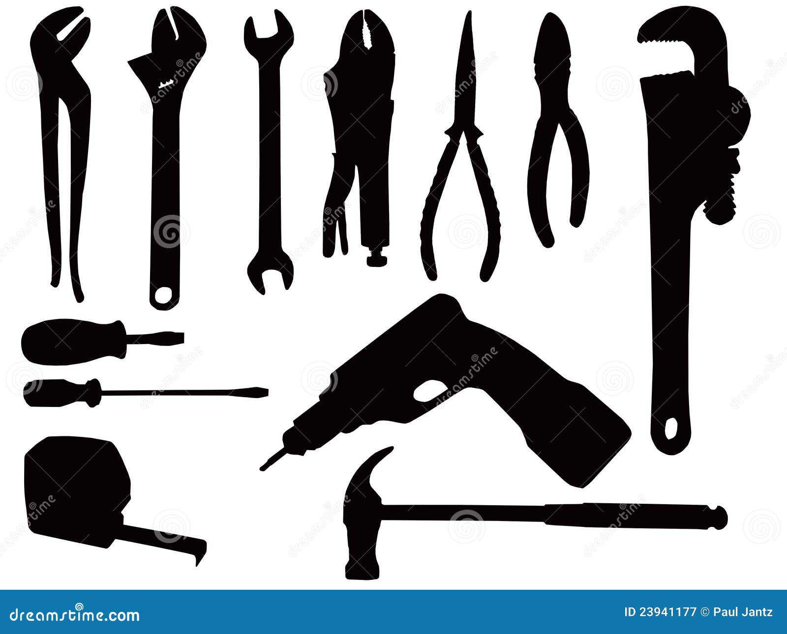 Hand tool silhouettes stock illustration. Illustration of tools - 23941177