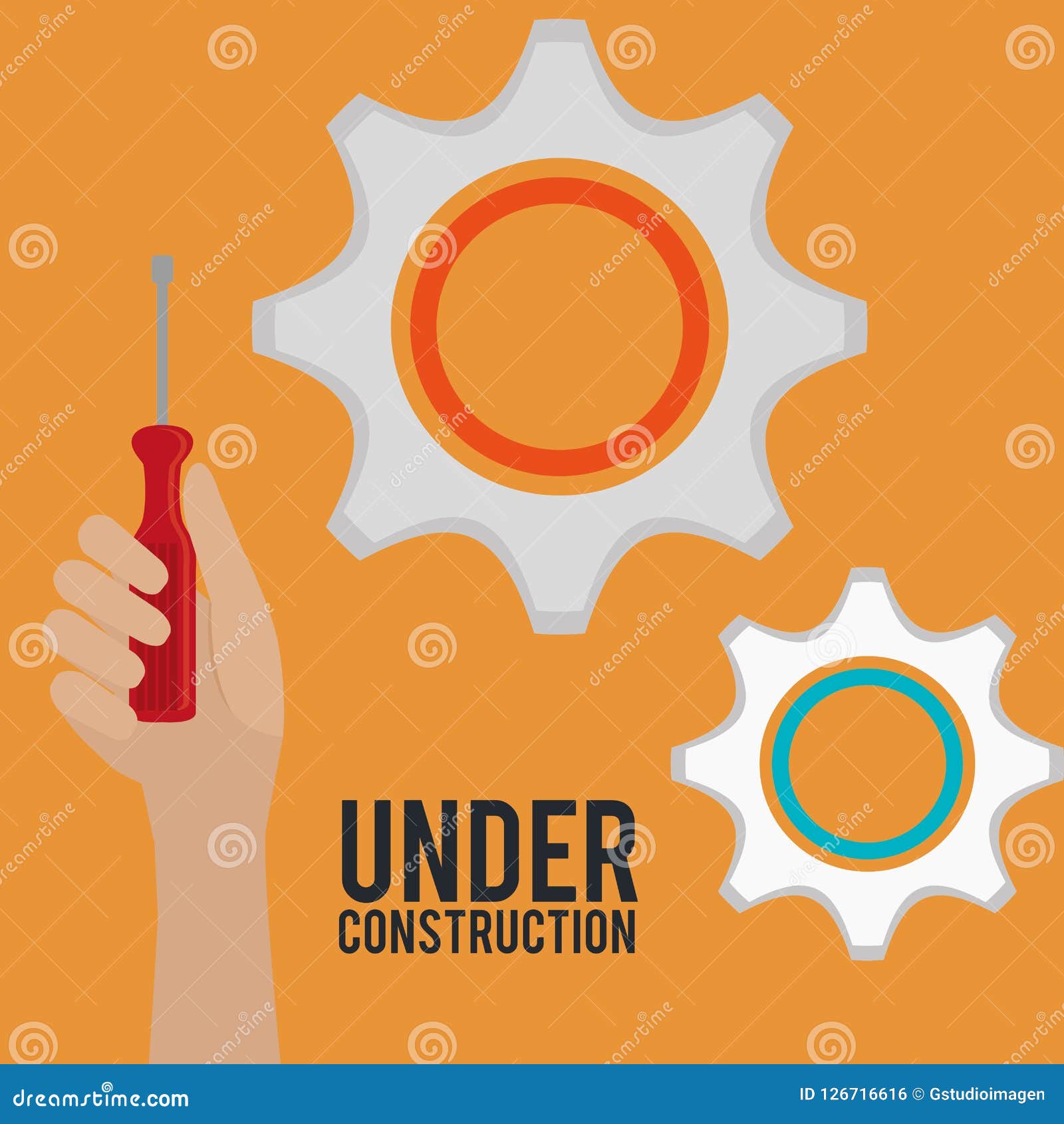 Hand with Tool and Under Construction Equipment Stock Vector ...