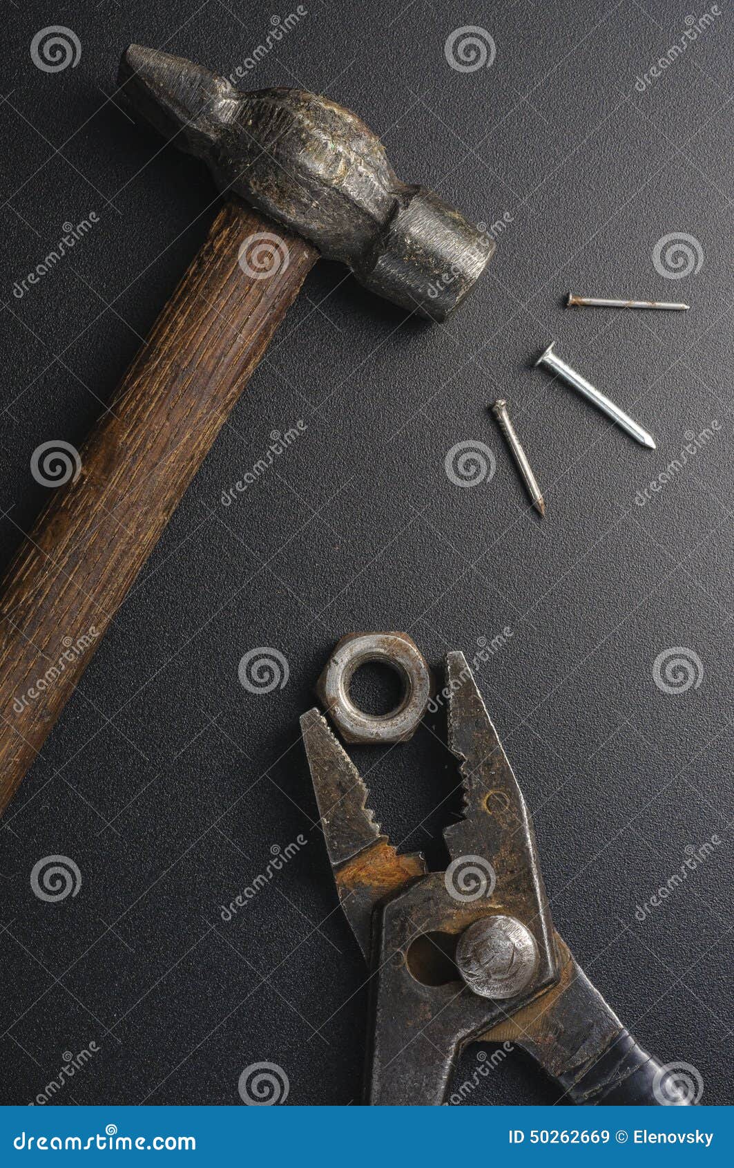 Hand Tools on Black Background Stock Image - Image of items, industry ...