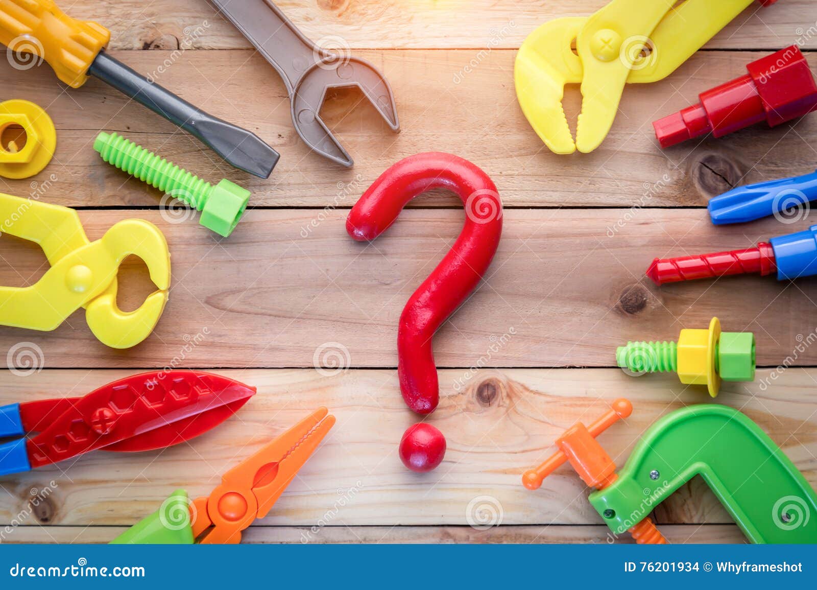 Hand Tools Collection with Question Mark Stock Photo - Image of ...