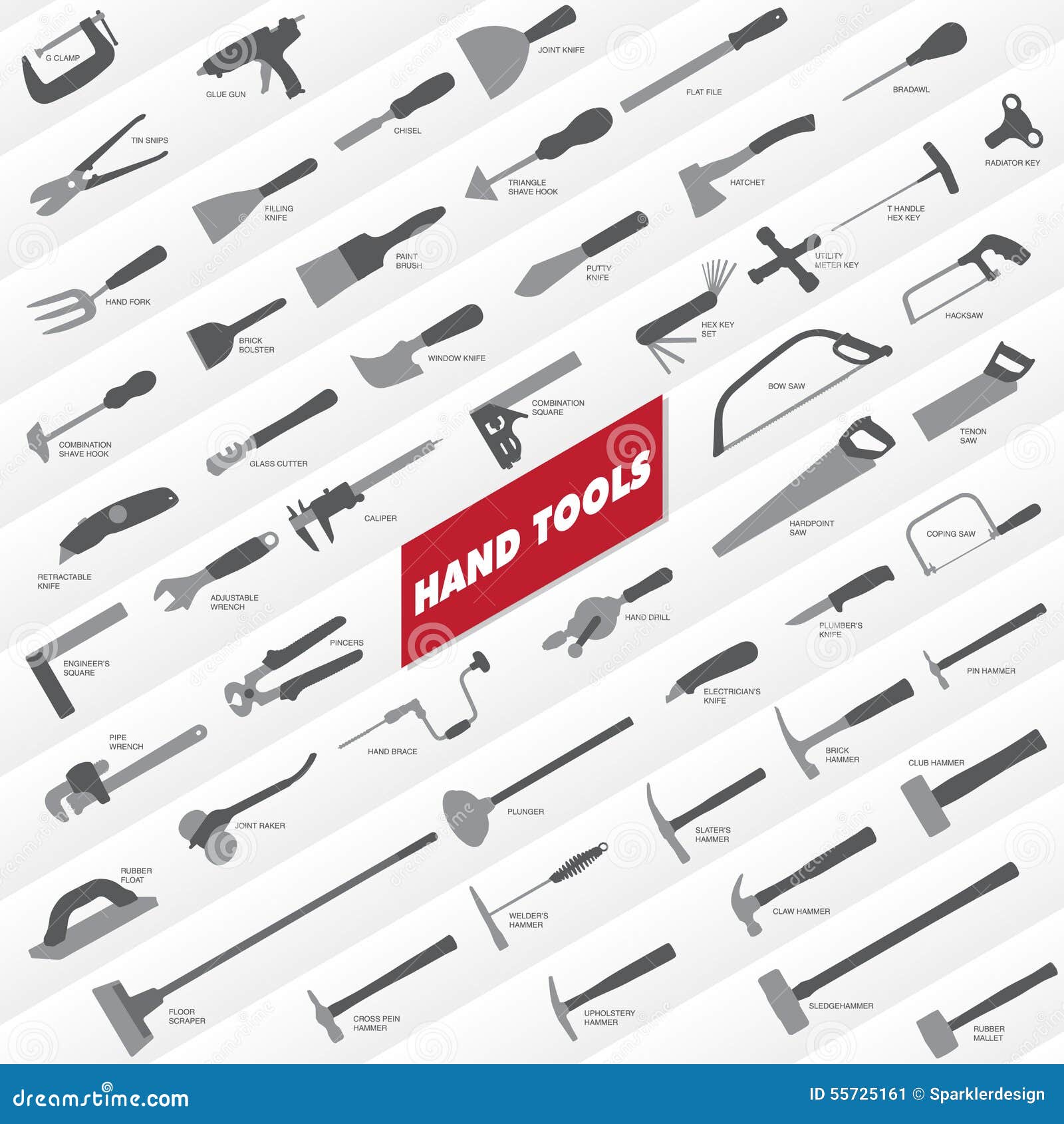 Hand Tools Collection stock vector. Illustration of electrician - 55725161