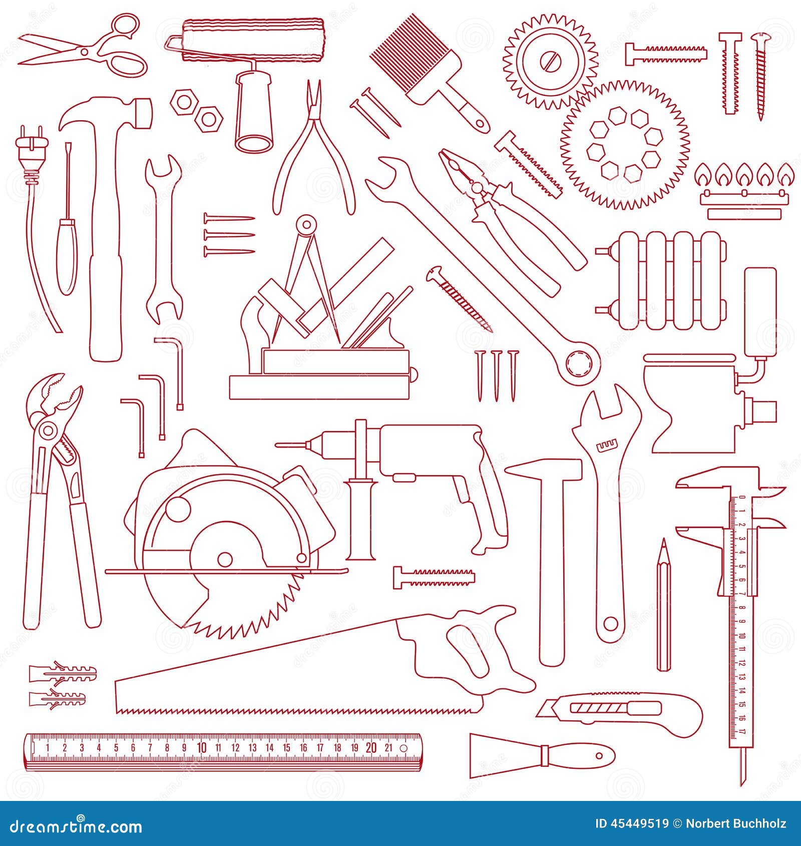 Hand Tools List Drawing