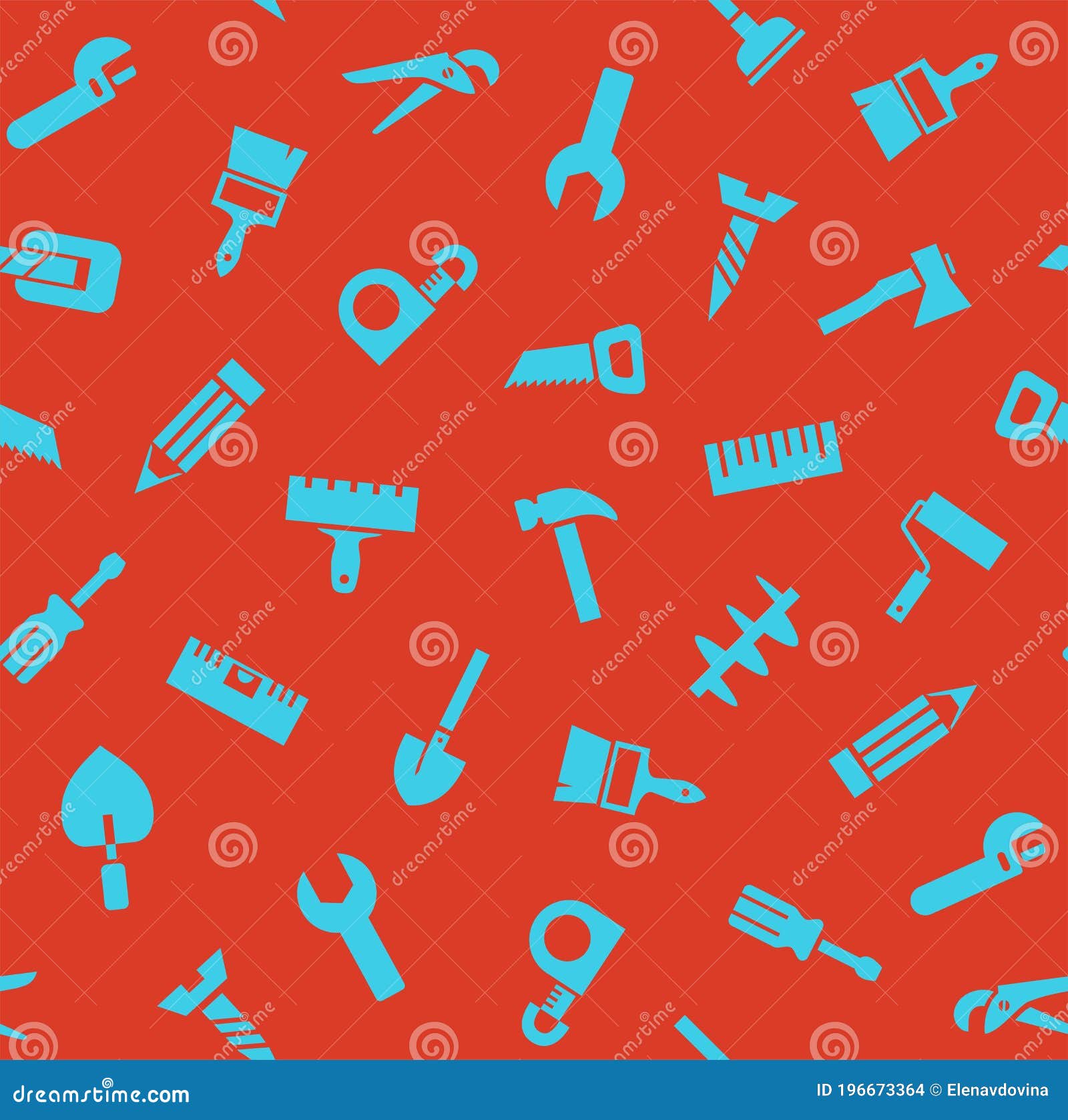 Hand Tools, Construction, Seamless Pattern, Color, Red. Stock Vector ...
