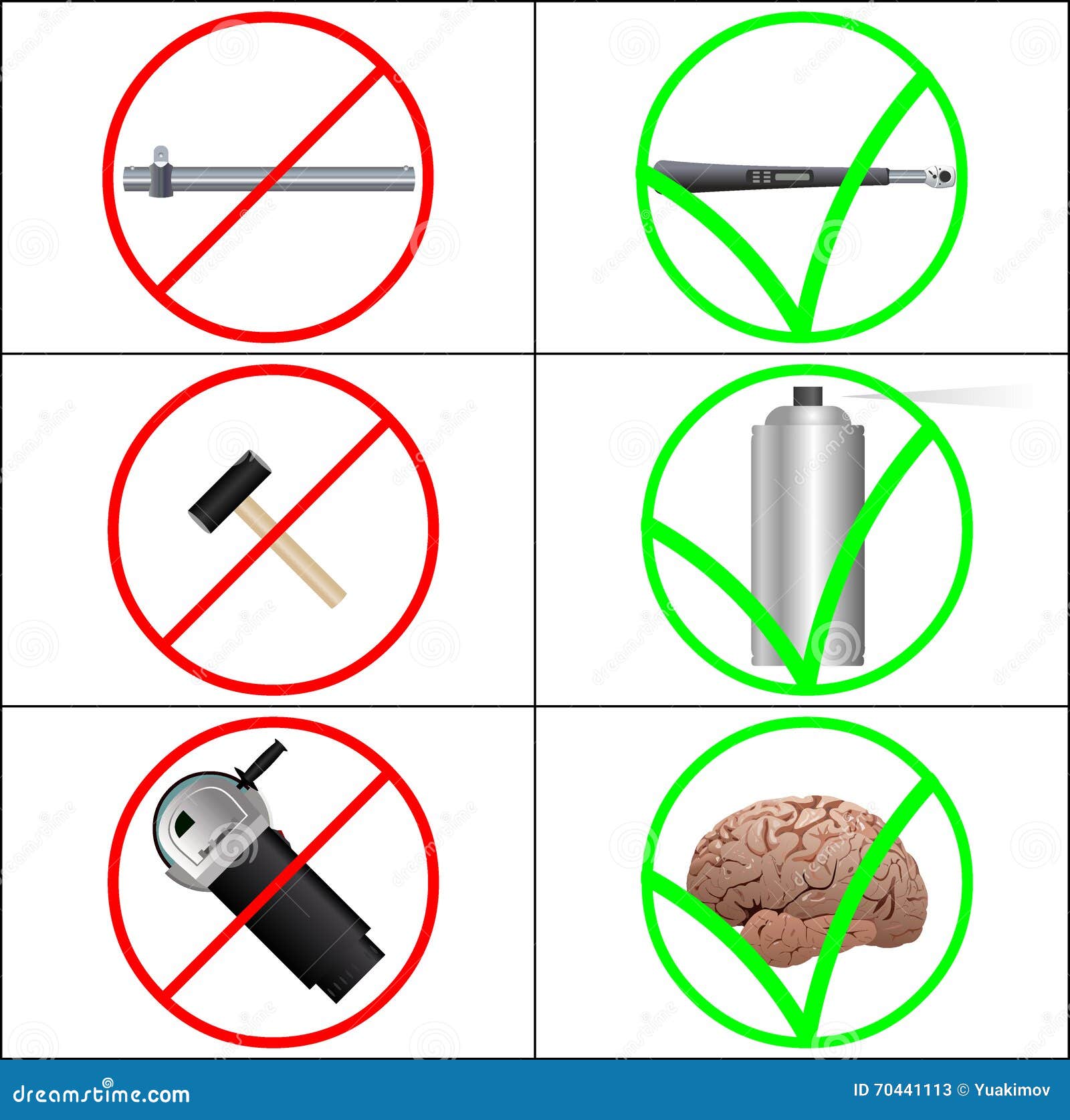 Hand Tools Do and Do Not Sign Stock Vector - Illustration of clever ...