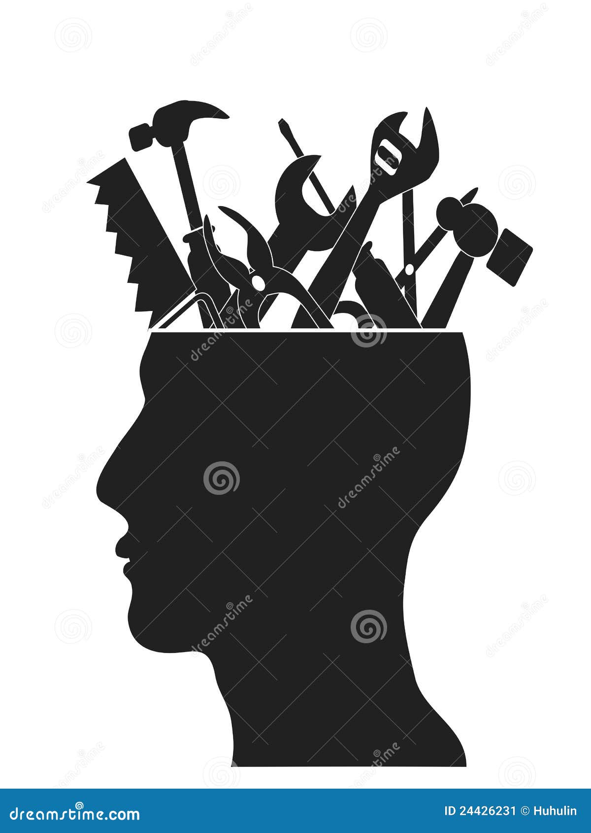 Hand tools in head stock vector. Illustration of black - 24426231
