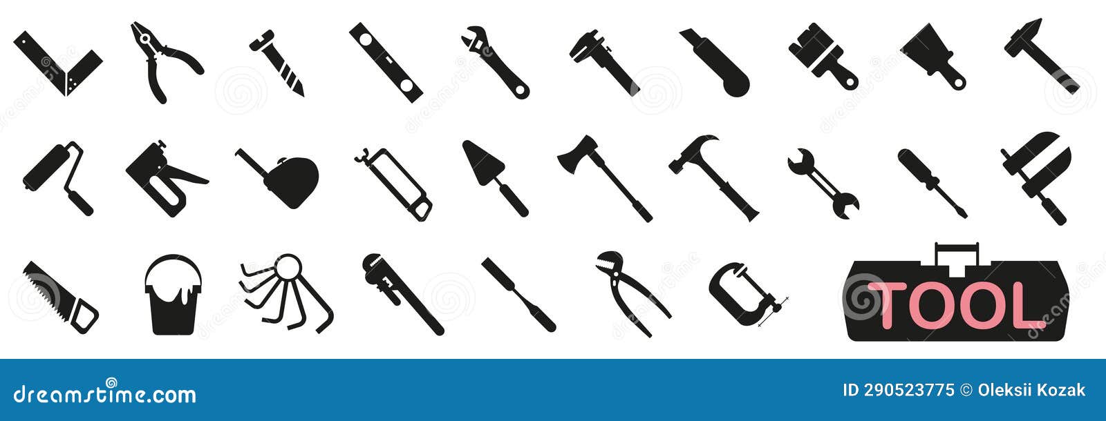 Hand Tools Icons. Vector Set of Tools Stock Vector - Illustration of ...