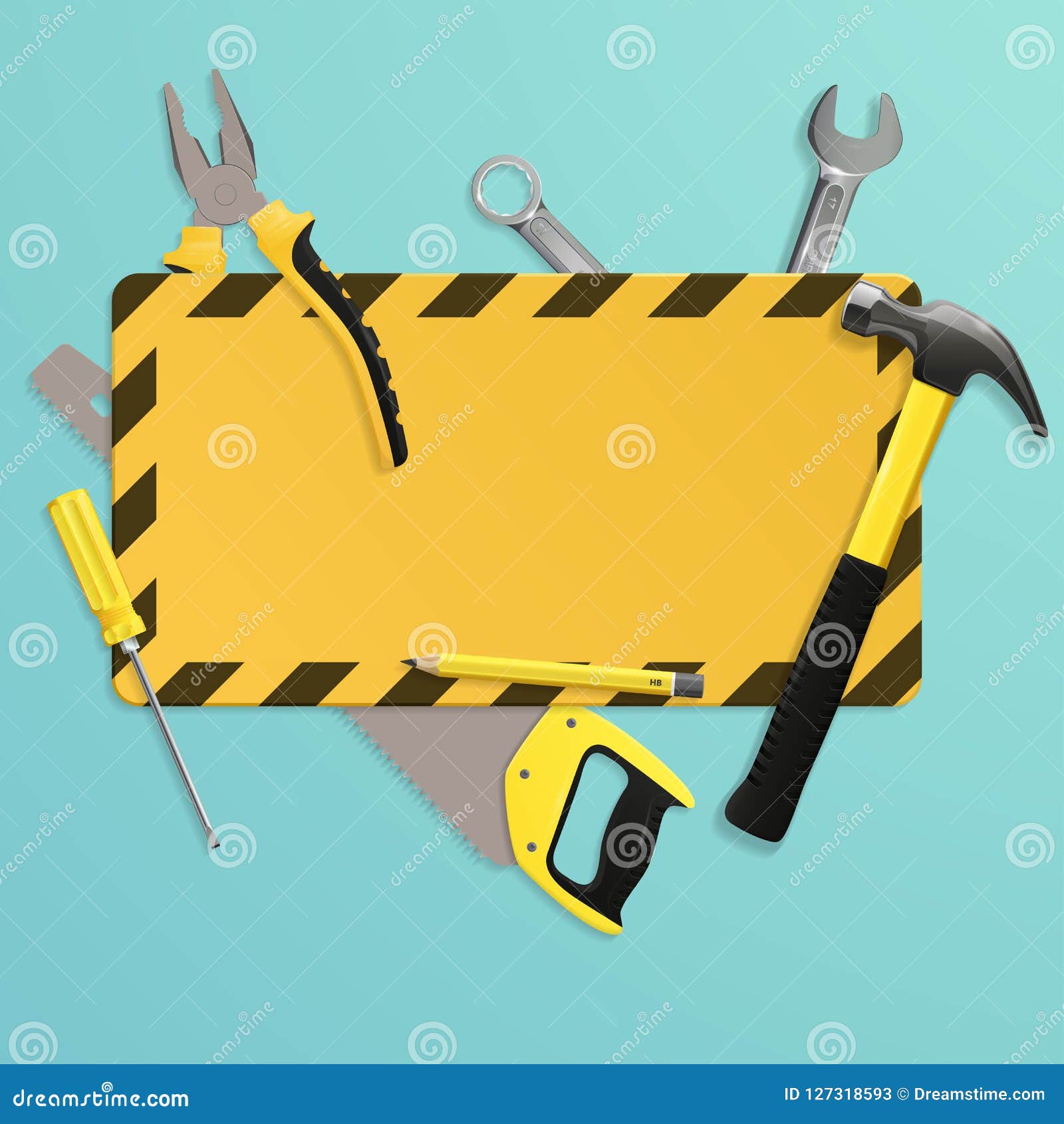 Hand Tools and Industrial Warning Sign with Place for Your Text ...