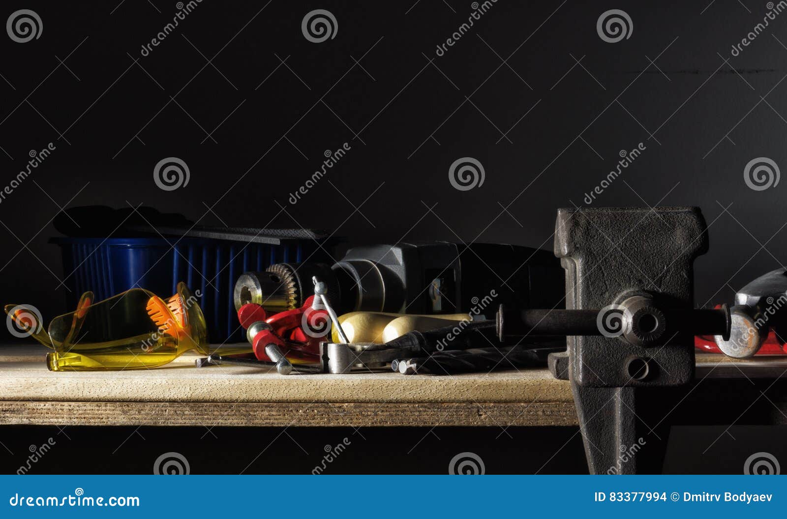 Hand Tools Lie on a Workbench in the Workshop. Stock Photo - Image of ...