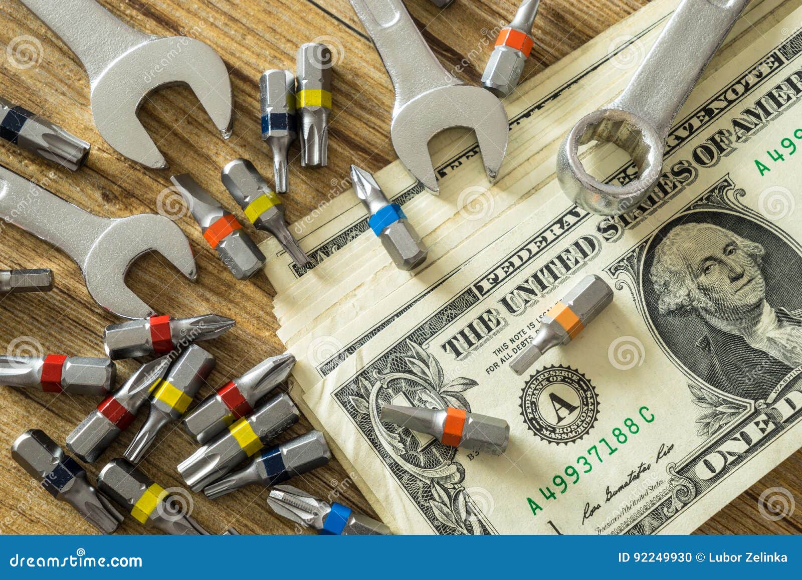 Hand tools with money stock photo. Image of carpenter - 92249930