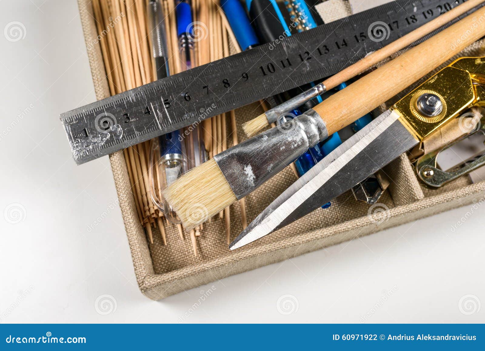 Hand tools placed in box stock photo. Image of plumber - 60971922