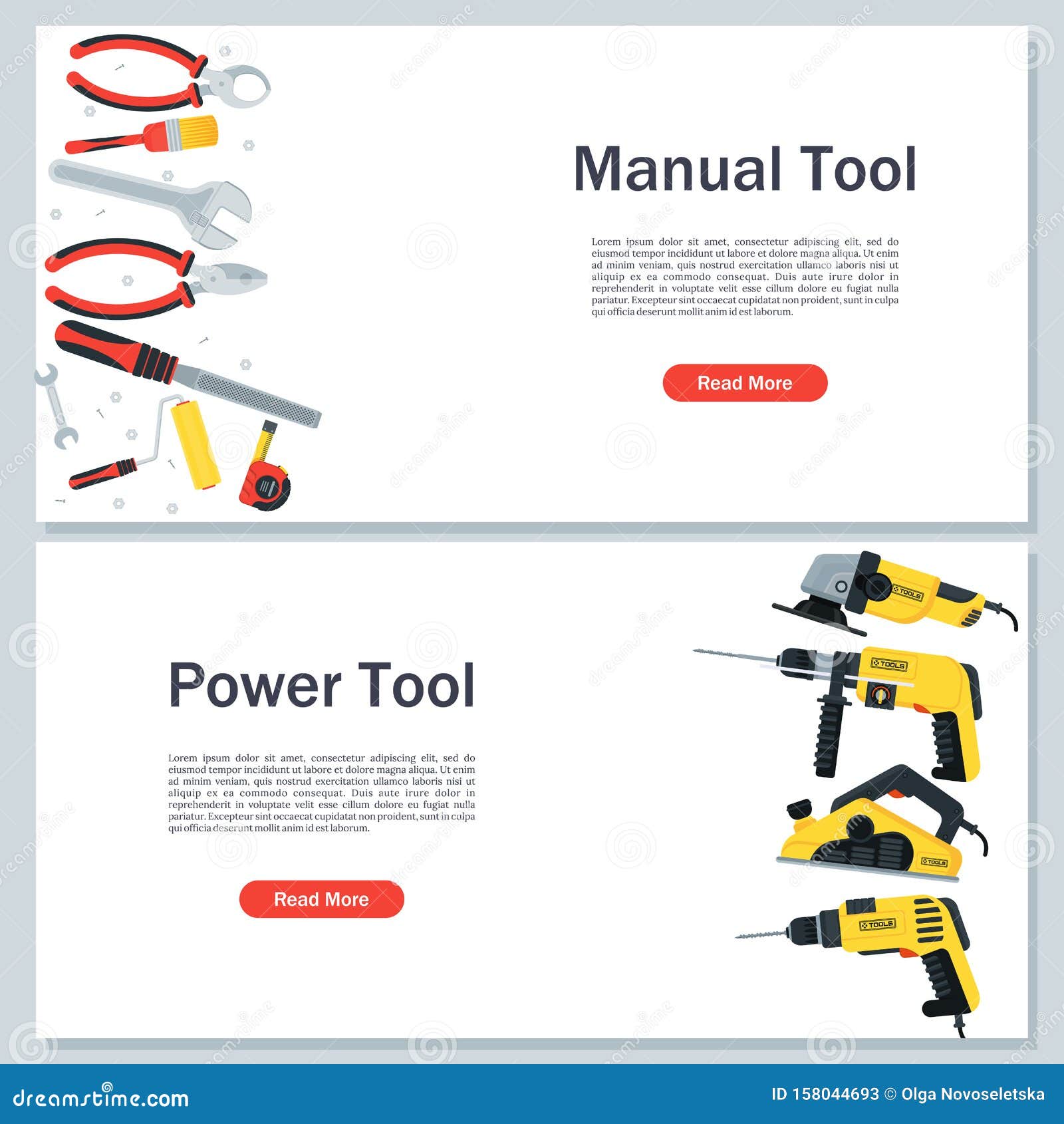 Hand Tools and Power Tools on a White Background. T Stock Vector ...