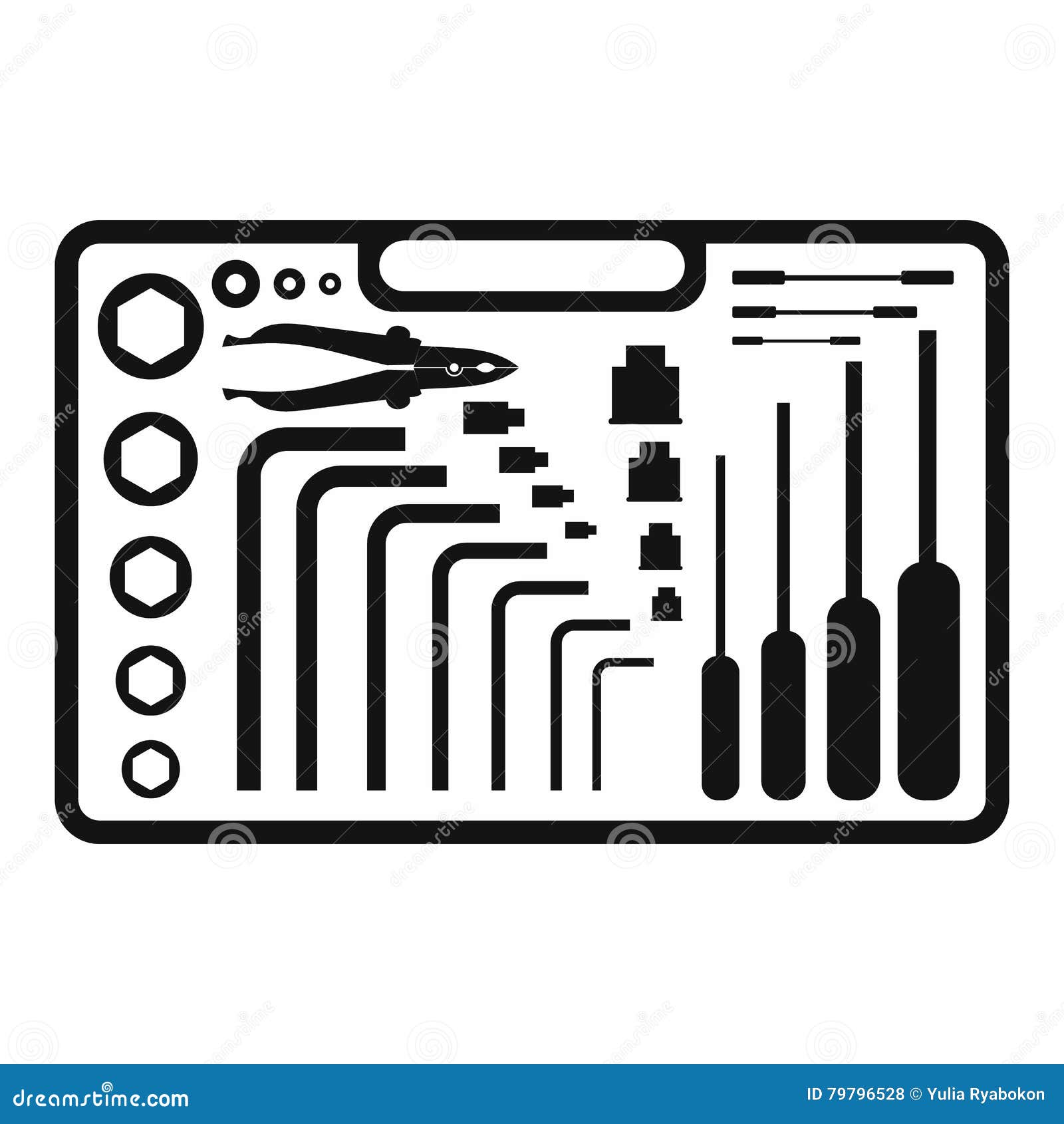 Hand Tools Set Black Simple Icon Stock Vector - Illustration of panel ...
