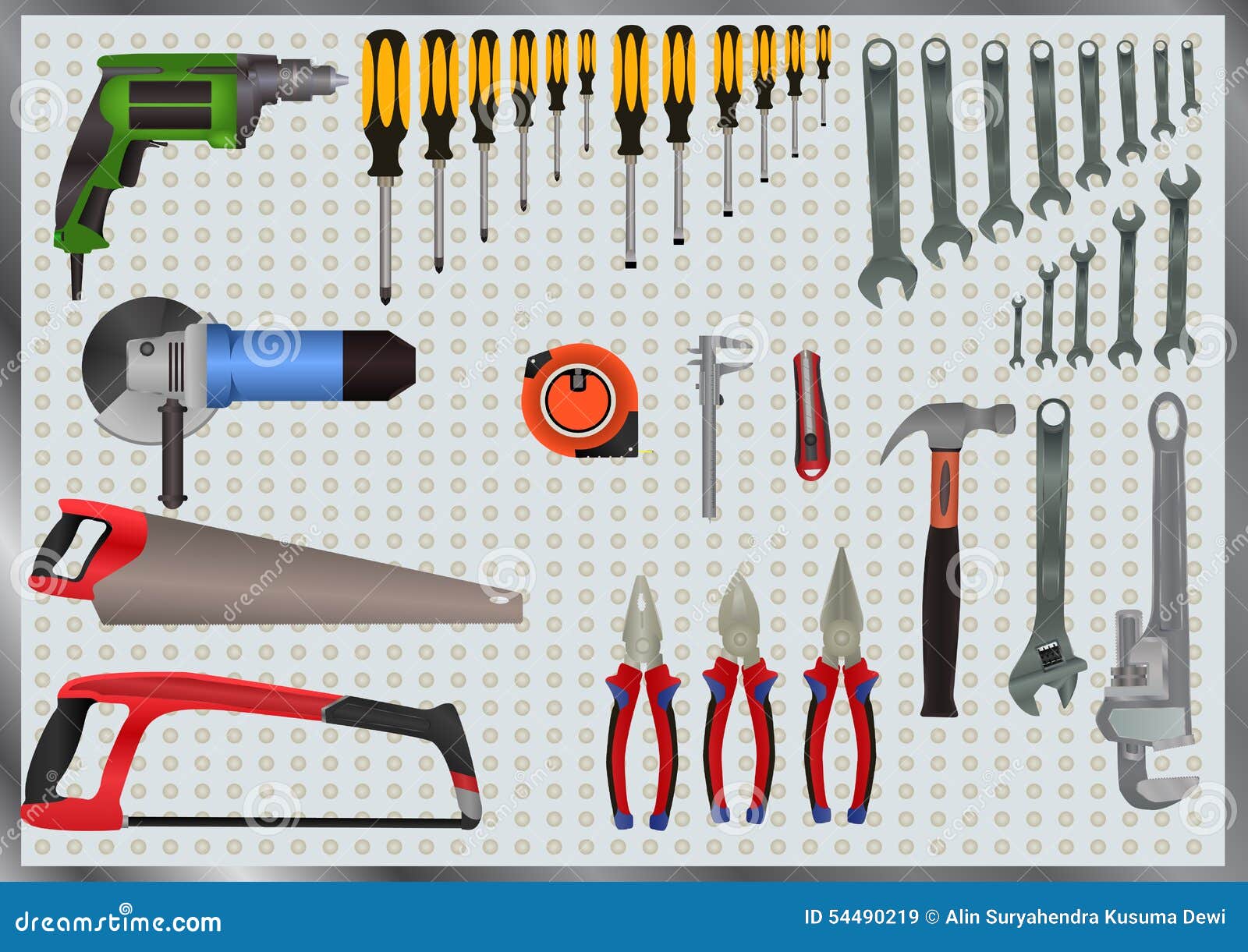 Hand Tools Set stock vector. Illustration of icon, equipment - 54490219