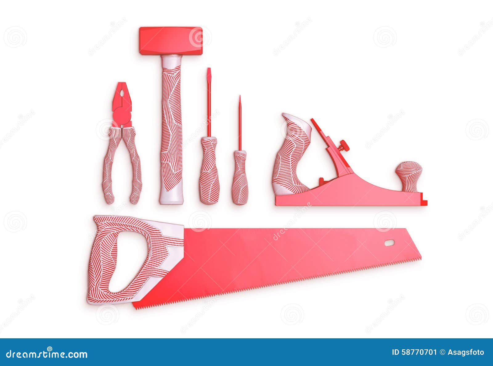 Hand Tools Set on White Background Stock Illustration - Illustration of ...