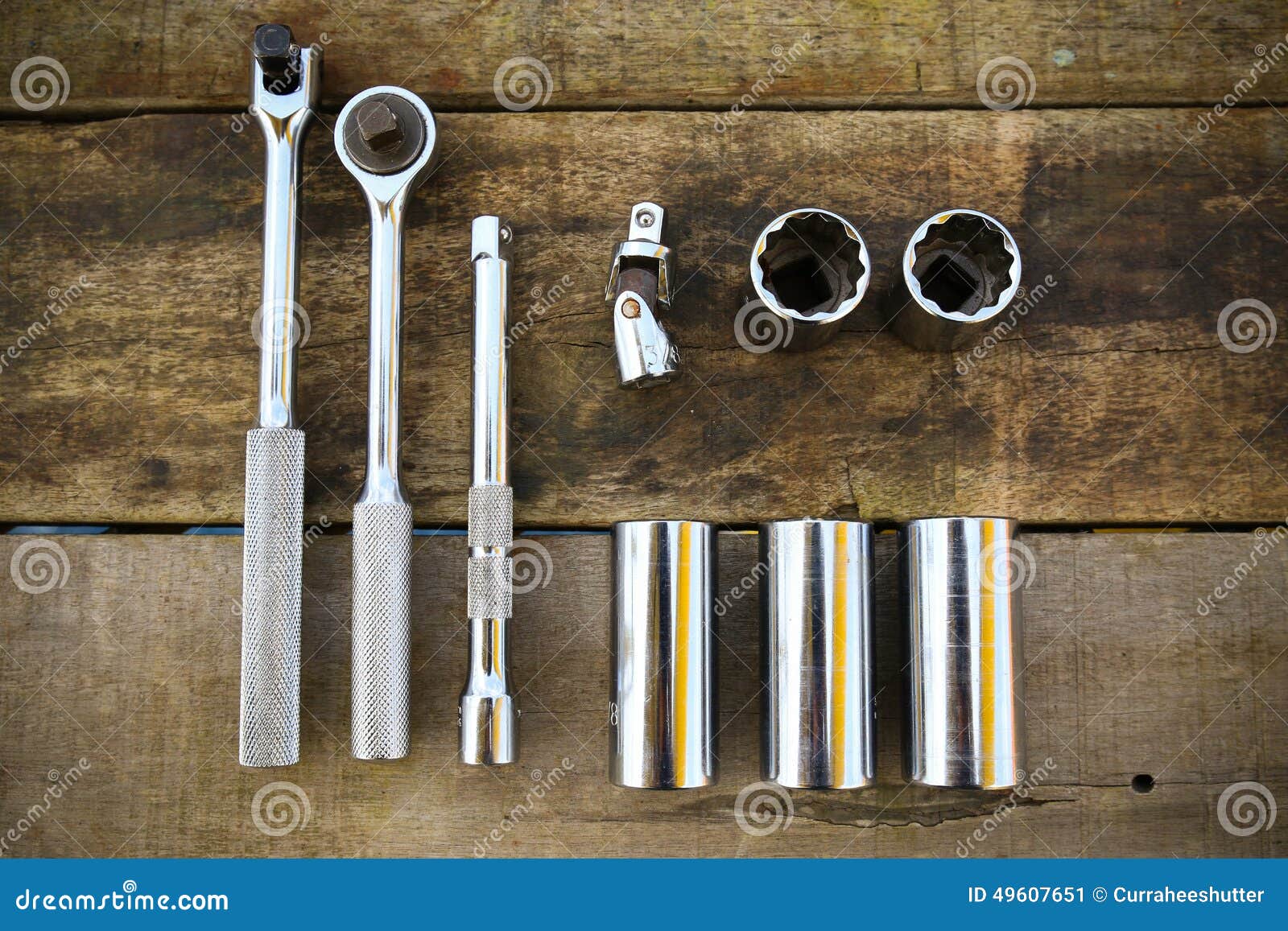 Hand Tools Set on Wooden Background Stock Image - Image of equipment ...