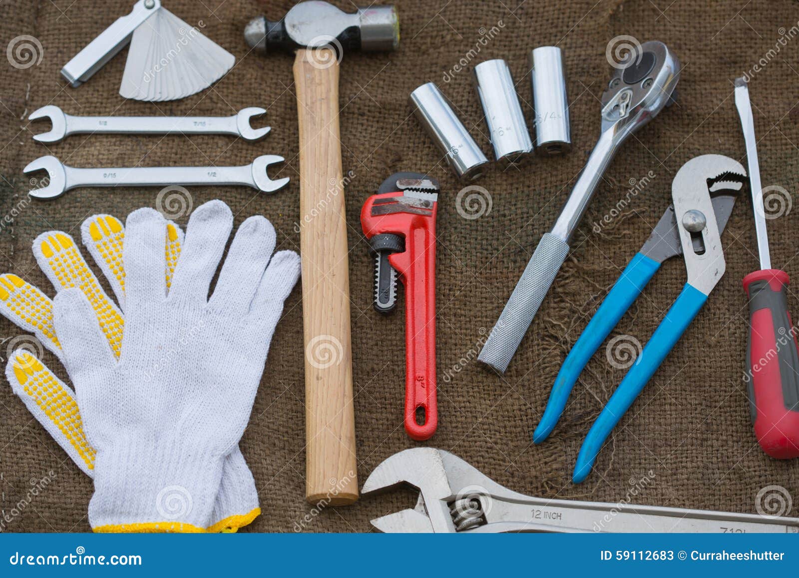 Hand Tools Set or Work Tools Set Background Stock Image - Image of ...