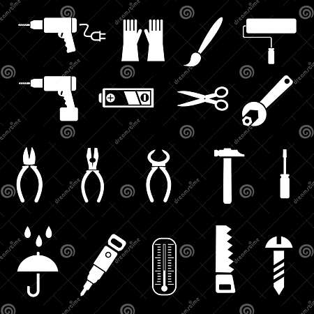 Hand tools - vector icons stock vector. Illustration of battery - 21132295