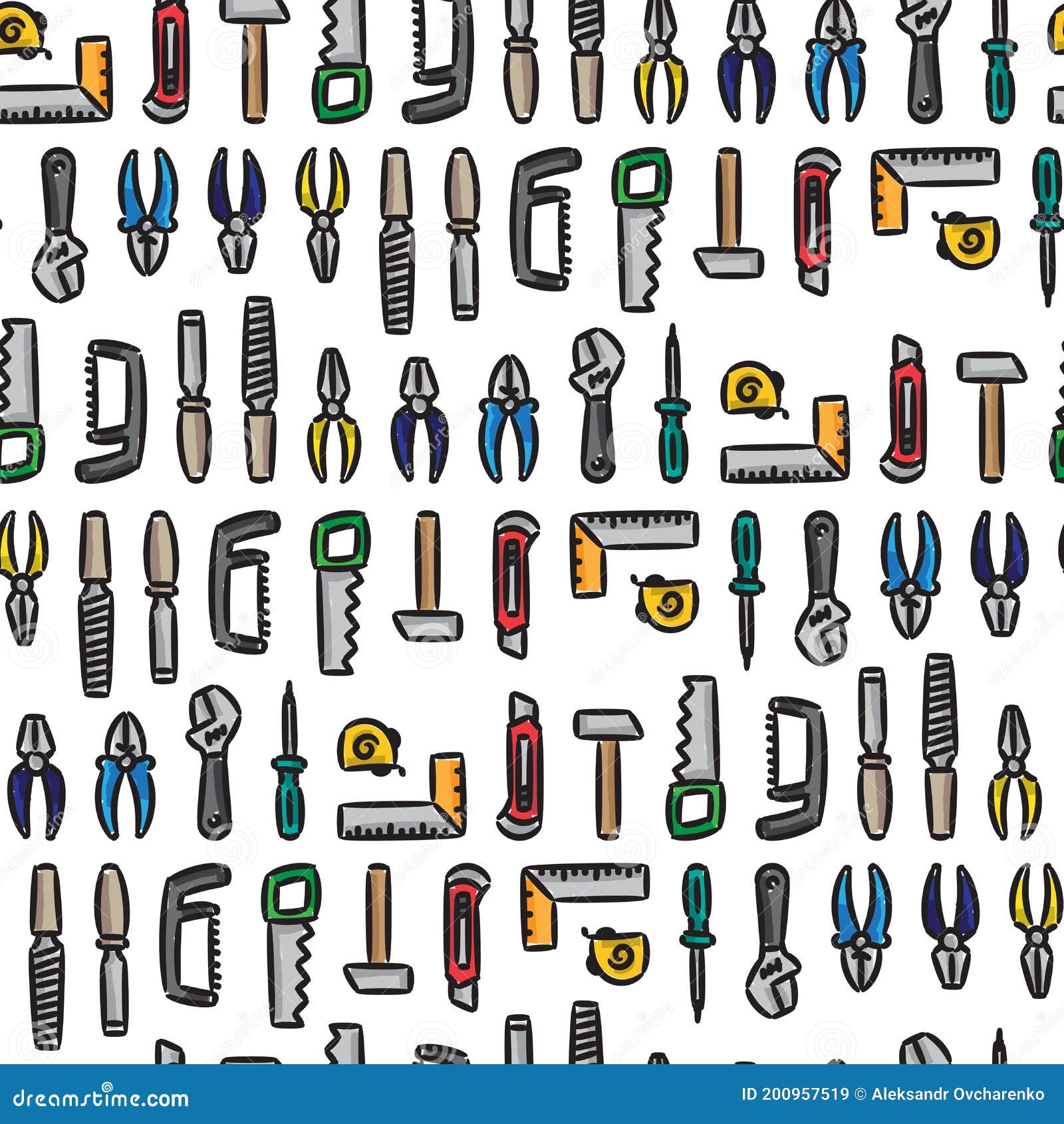 Hand Tools Vector Seamless Pattern on White Background Stock Vector ...