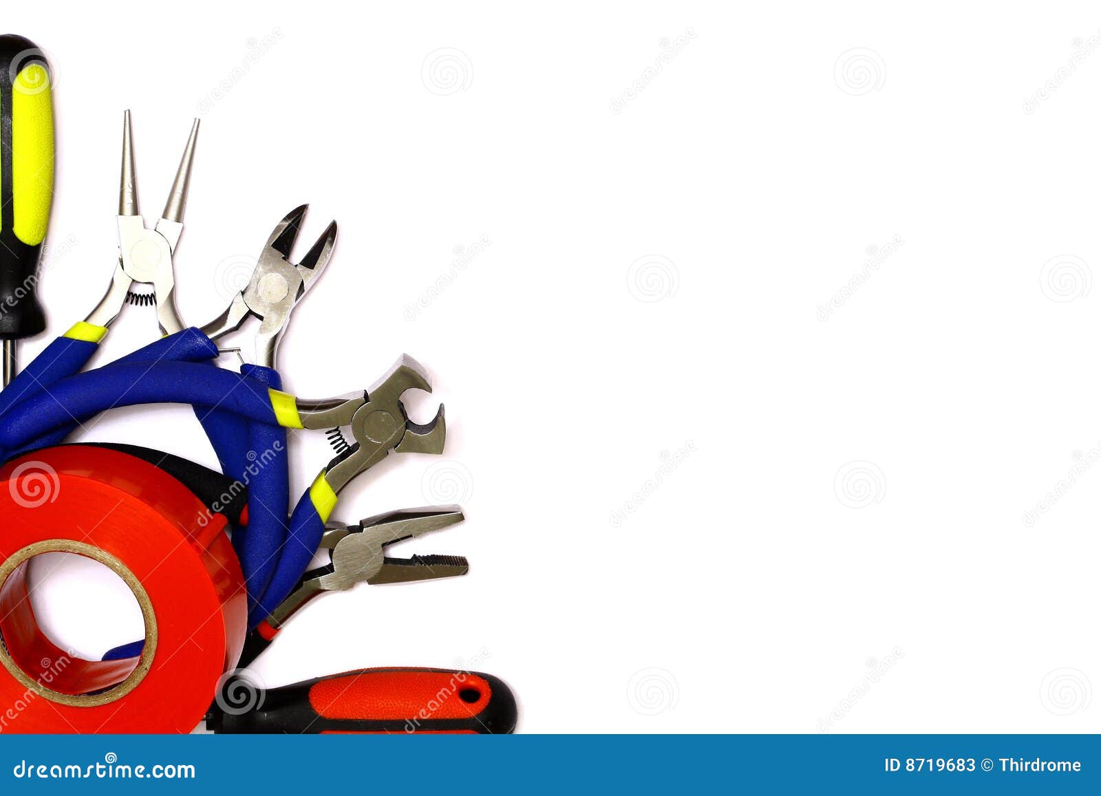 Hand Tools on White Background Stock Image - Image of pliers, tape: 8719683
