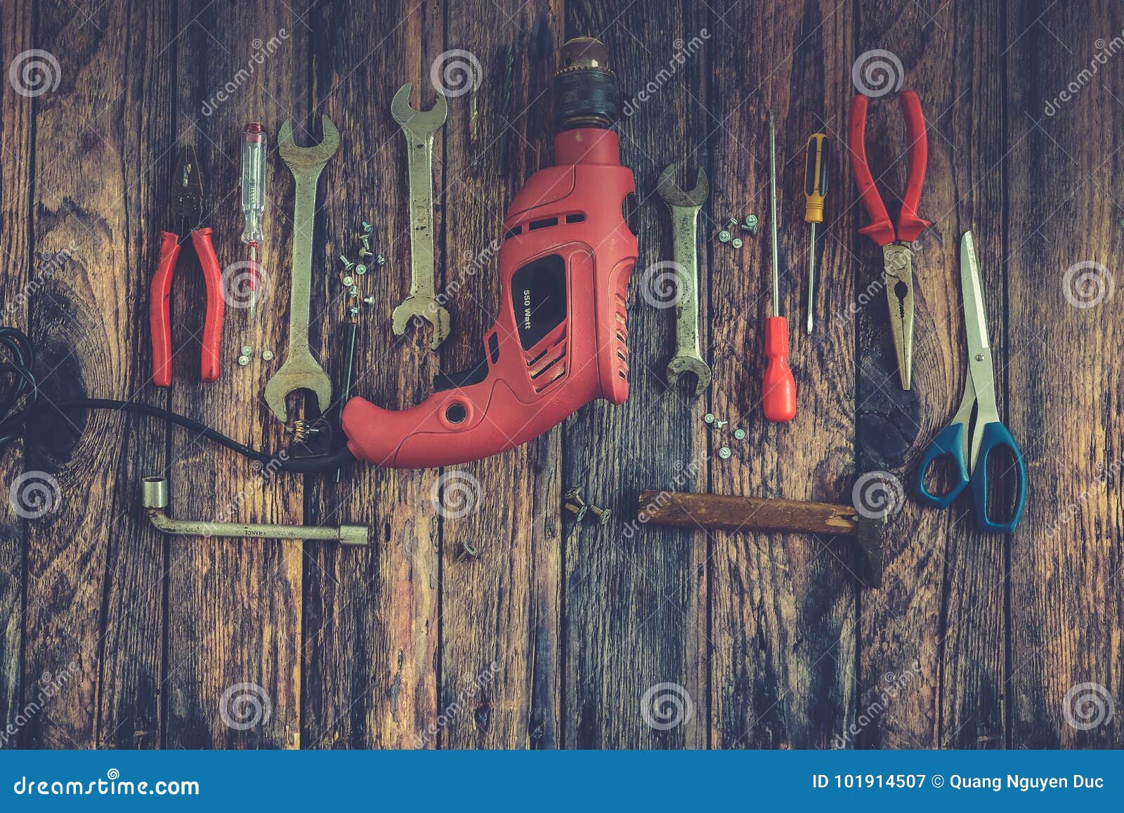 Hand Tools on Wood Background Stock Image - Image of belt, designer ...