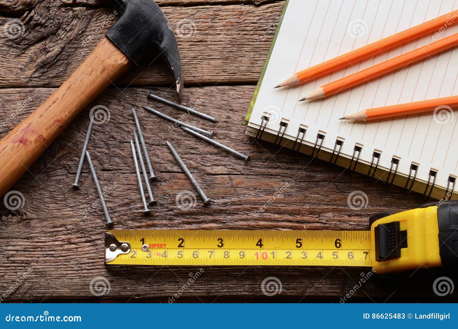Hand Tools and Work Bench Background Stock Image - Image of pencil ...