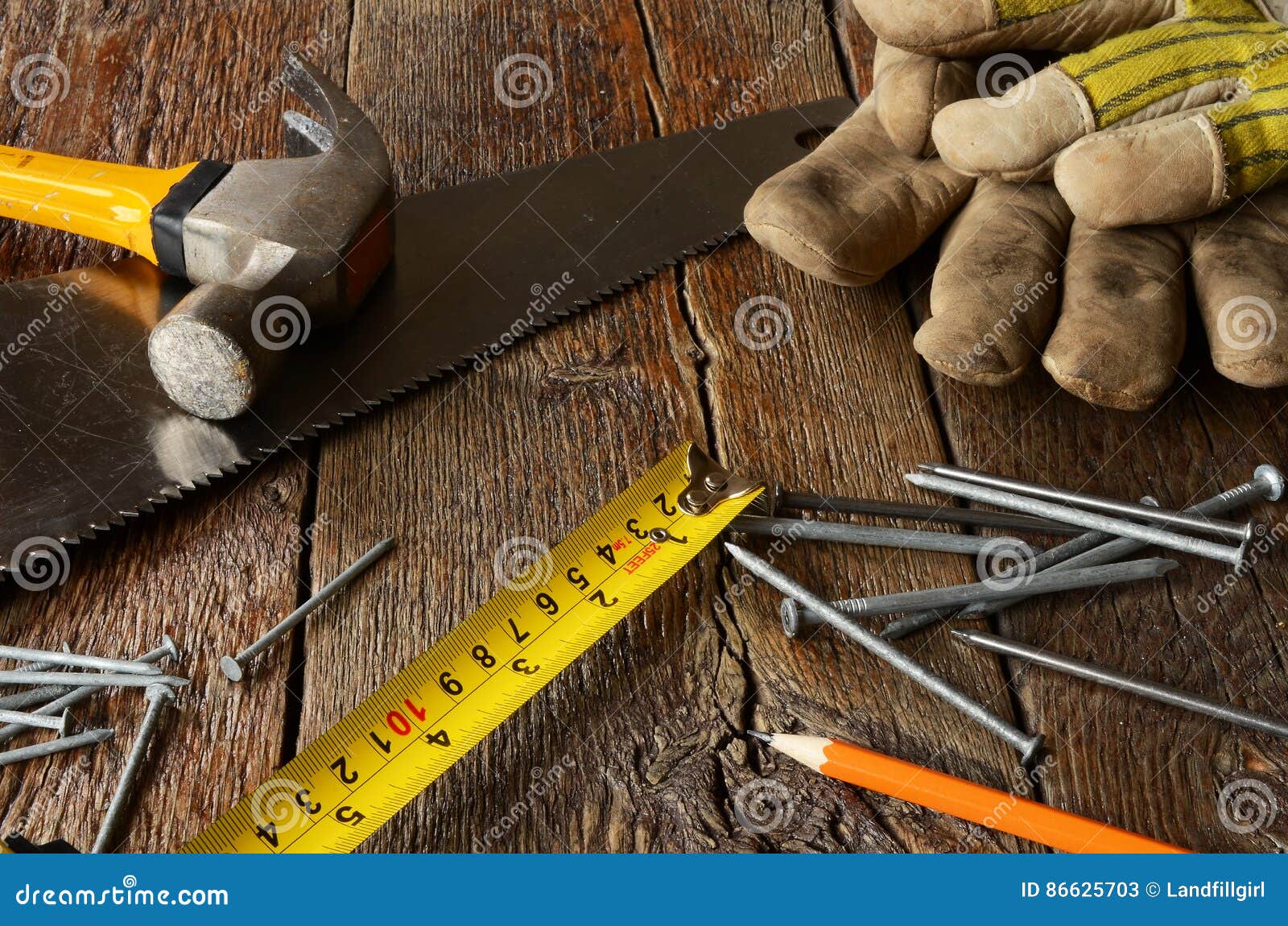 Hand Tools and Work Bench Background Stock Image - Image of notepad ...