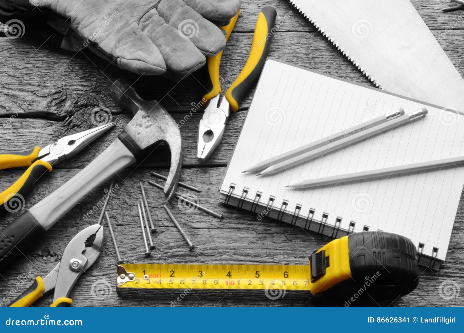 Hand Tools and Work Bench Background Stock Image - Image of hammer ...