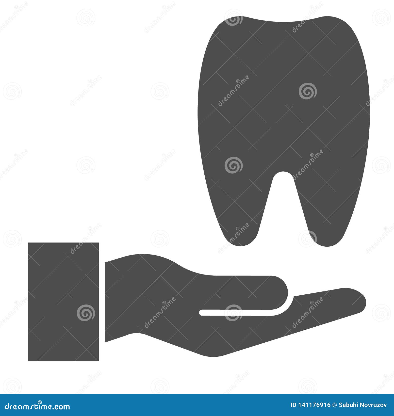 Hand and Tooth Solid Icon. Dentistry Vector Illustration Isolated on ...