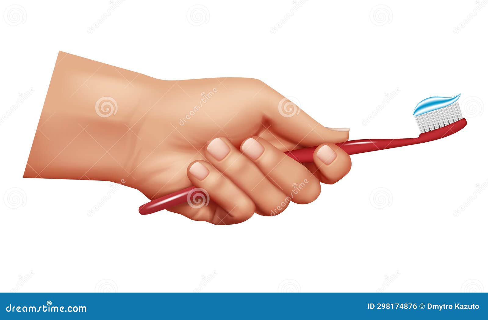 Hand with a Toothbrush and Toothpaste. Vector Realistic Clipart ...