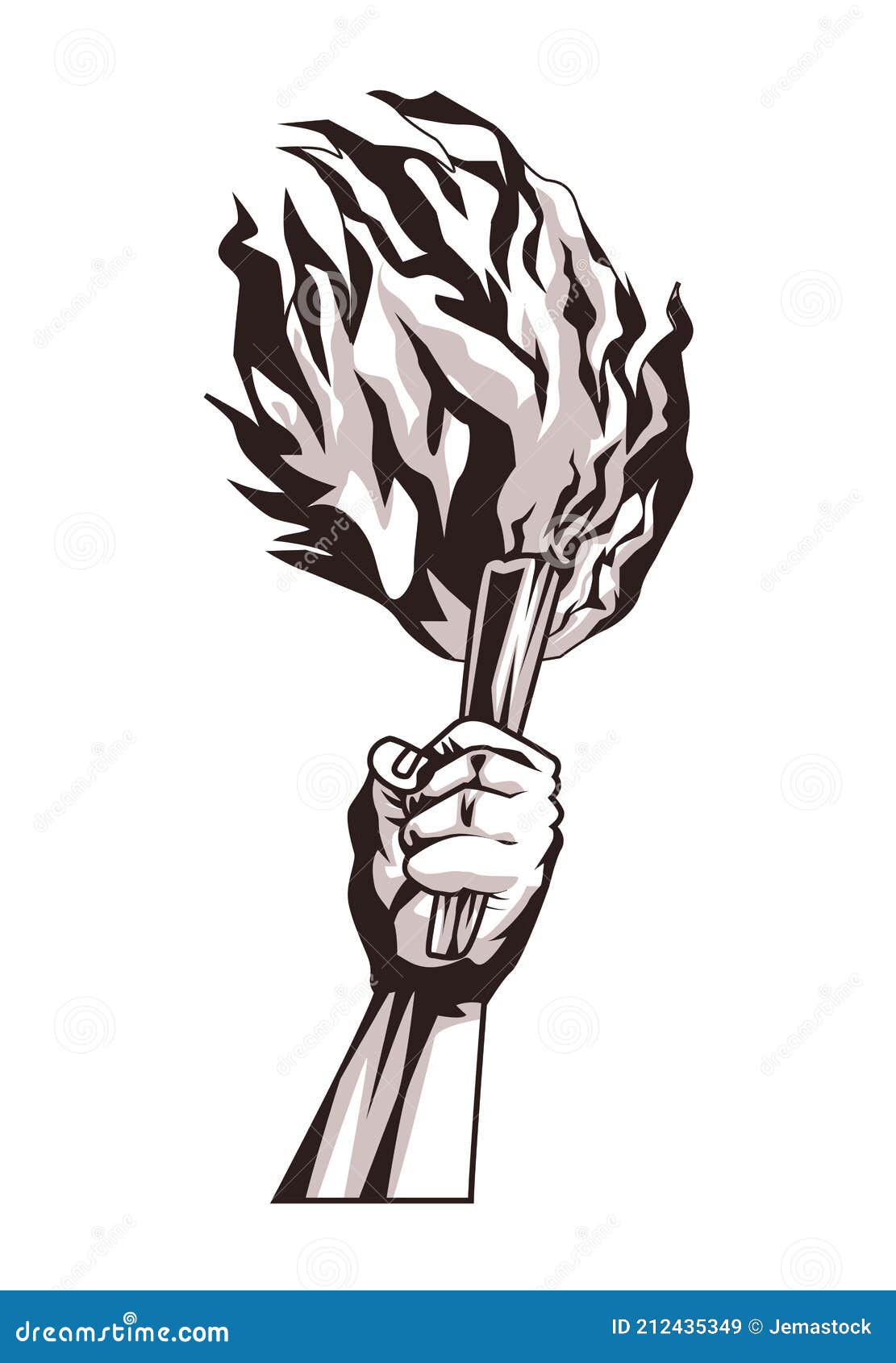 Hand with torch stock vector. Illustration of fist, vector - 212435349