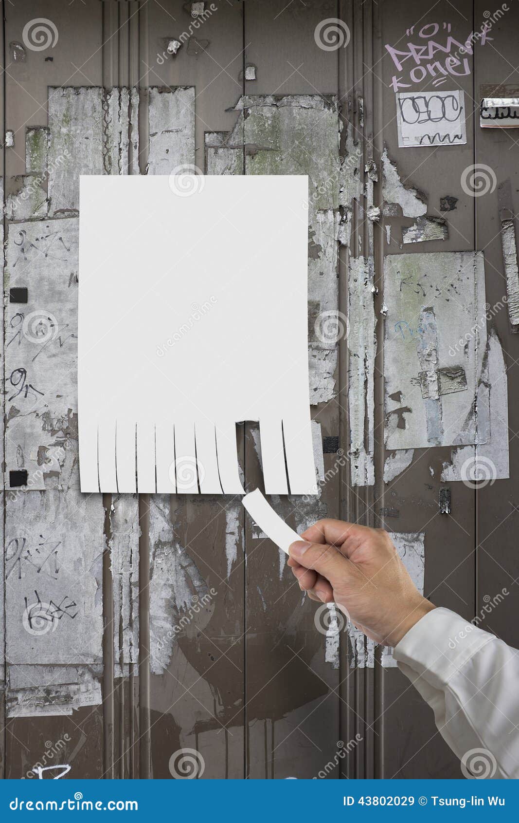Hand Torn Piece of Paper from Blank Ad Stock Image - Image of empty ...