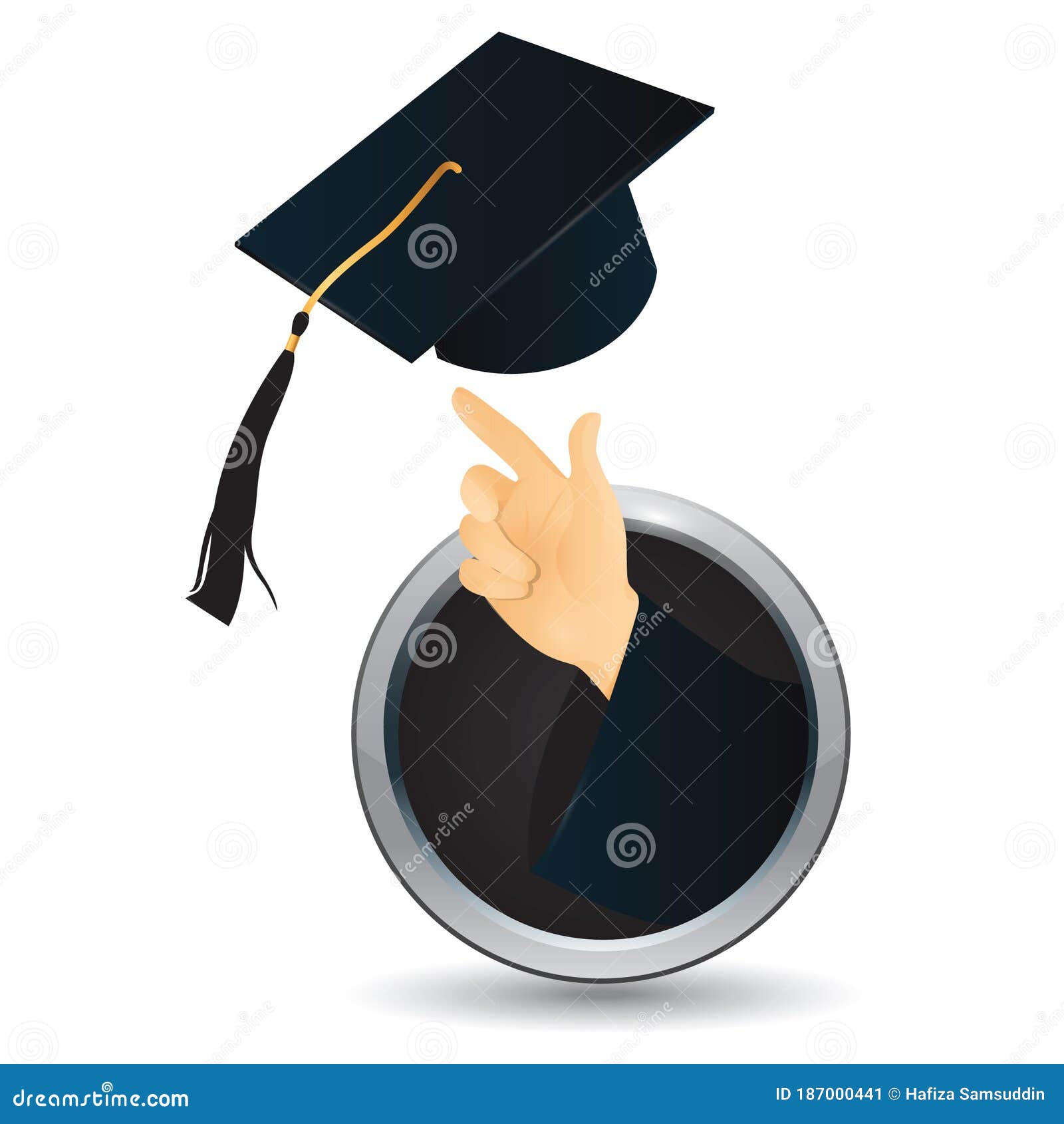 Hand Tossing Graduation Cap. Vector Illustration Decorative Design ...