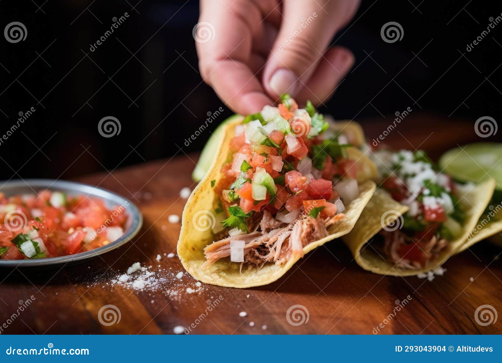 Hand Tossing a Mexican Taco Filling Stock Illustration - Illustration ...