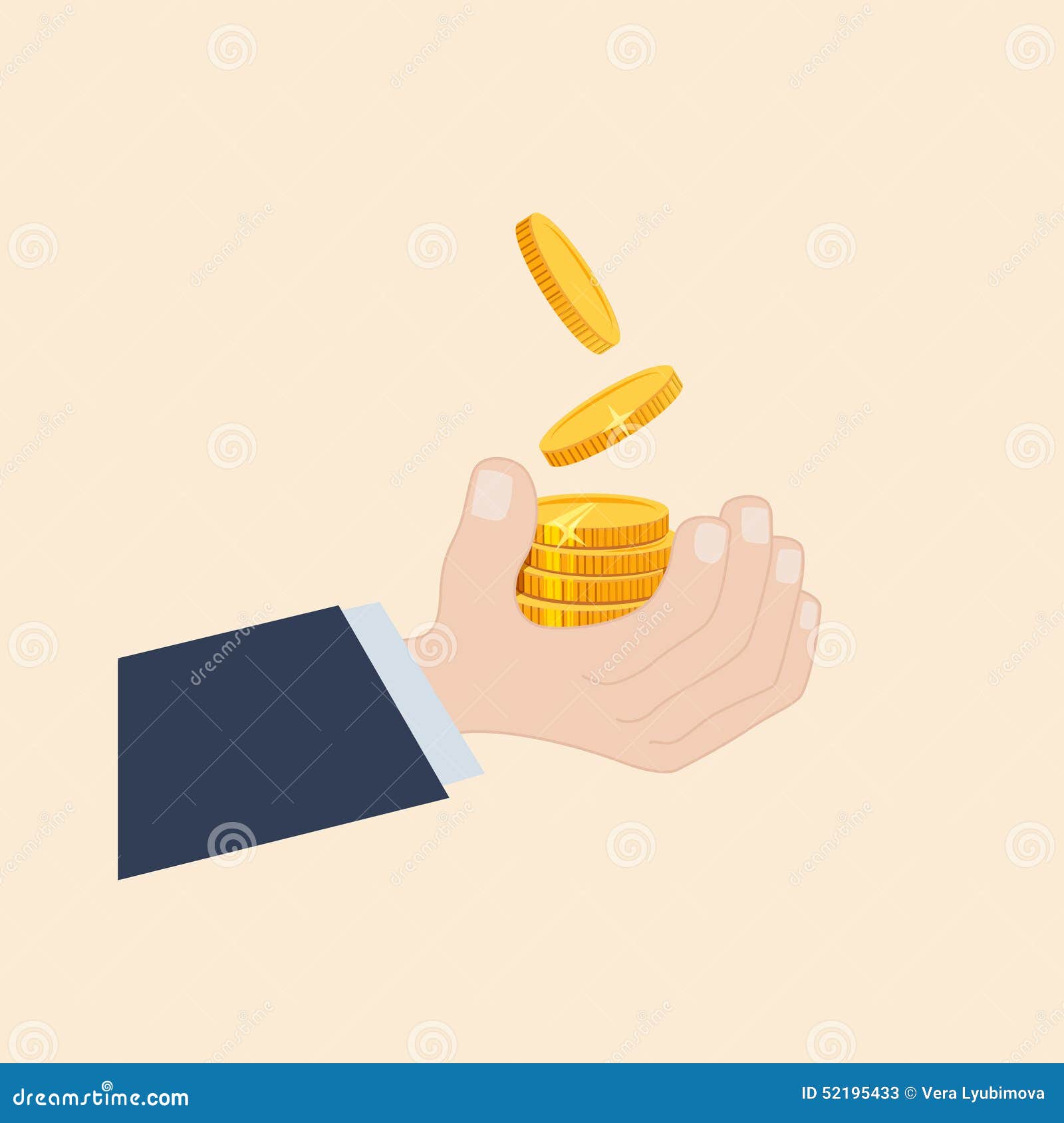 A hand tossing up coins stock vector. Illustration of payment - 52195433