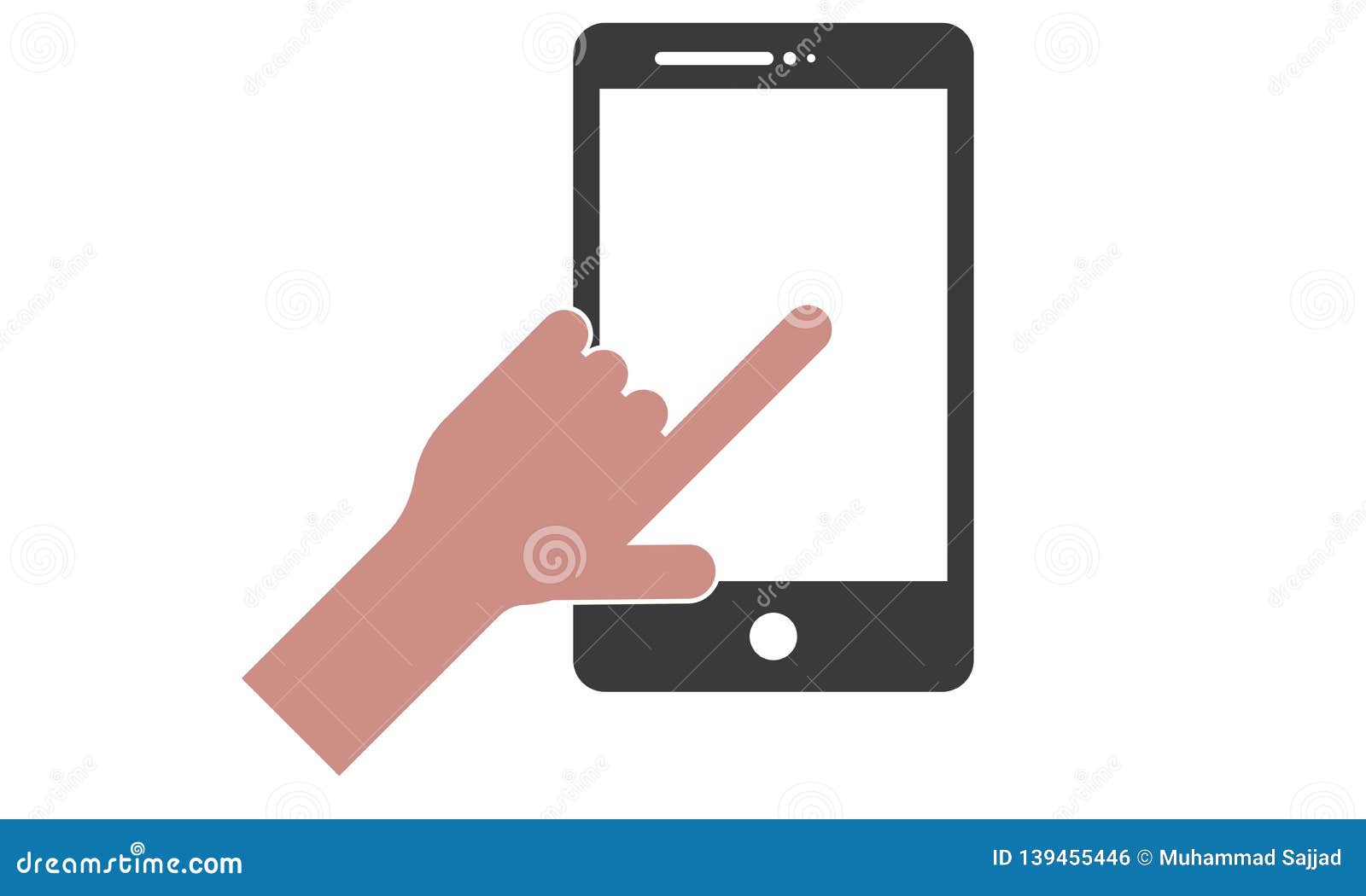 Hand Touch Android Mobile Phone - White Screen Click by Finger Stock ...