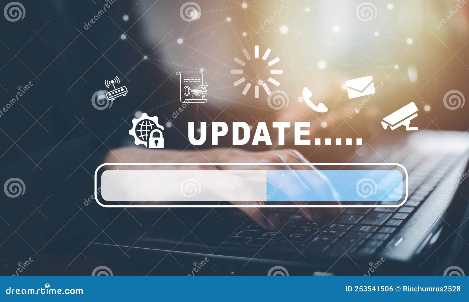 Hand Touch Bar of Update Software Computer Program Upgrade Business ...