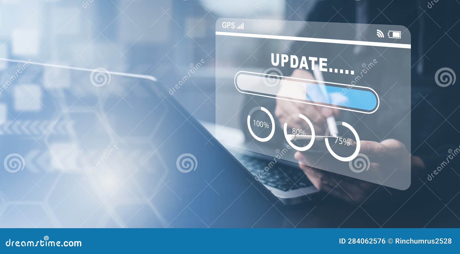 Hand Touch Bar of Update Software Computer Program Upgrade Business ...