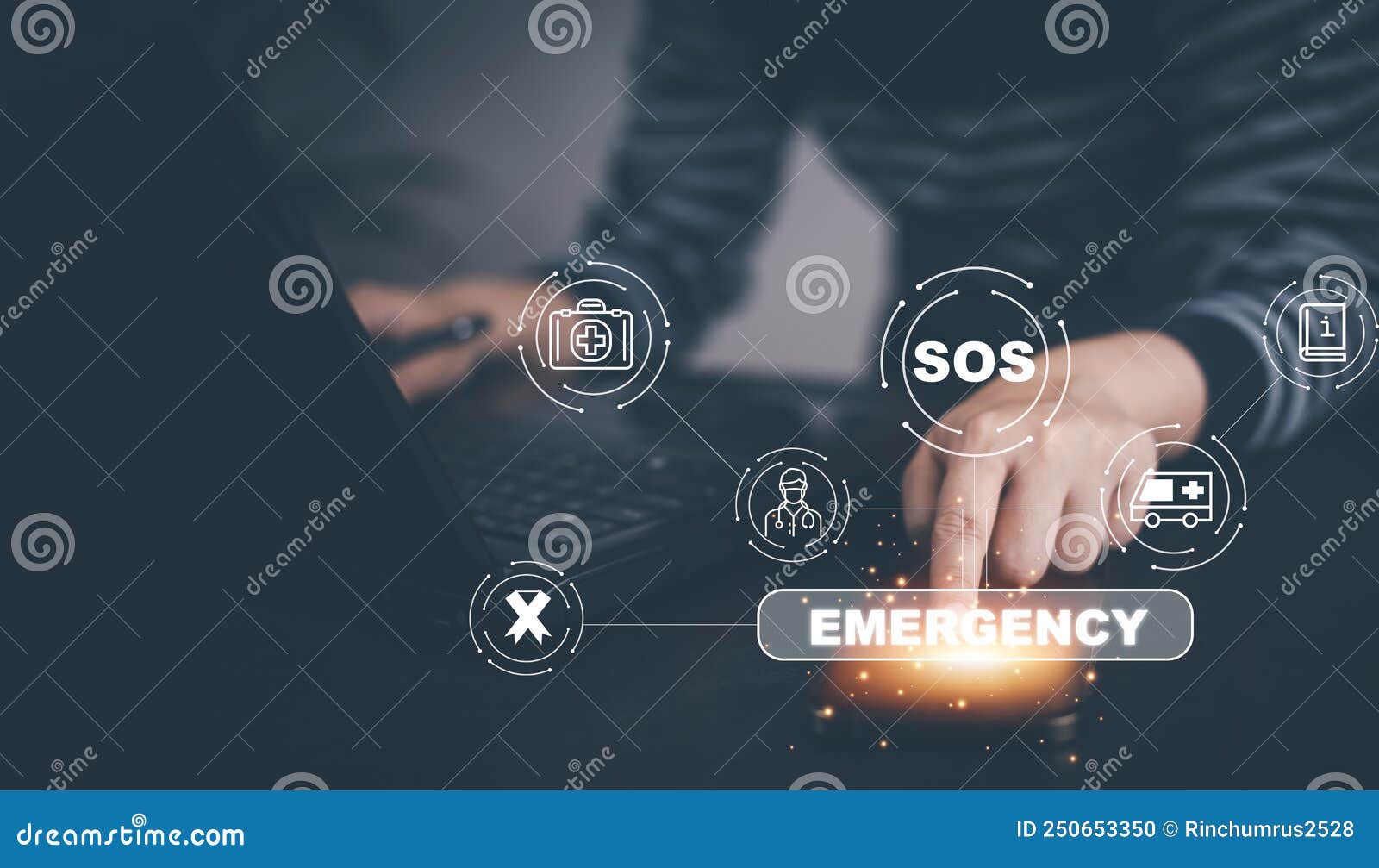 Hand Touch Button Emergency App in Home, Call Phone, Chat Message Icon ...