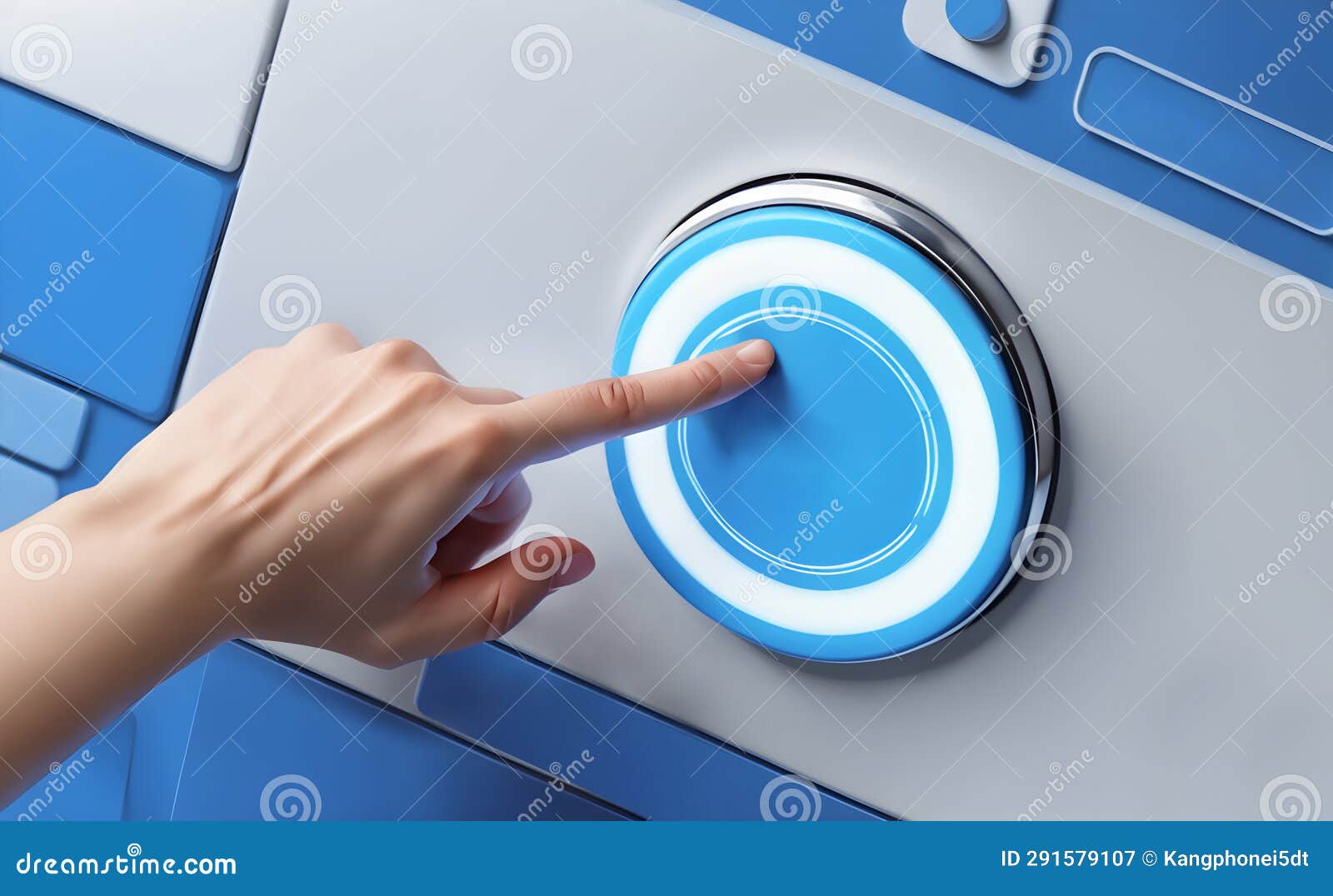Hand Touch Buttons on Control Panel Stock Illustration - Illustration ...